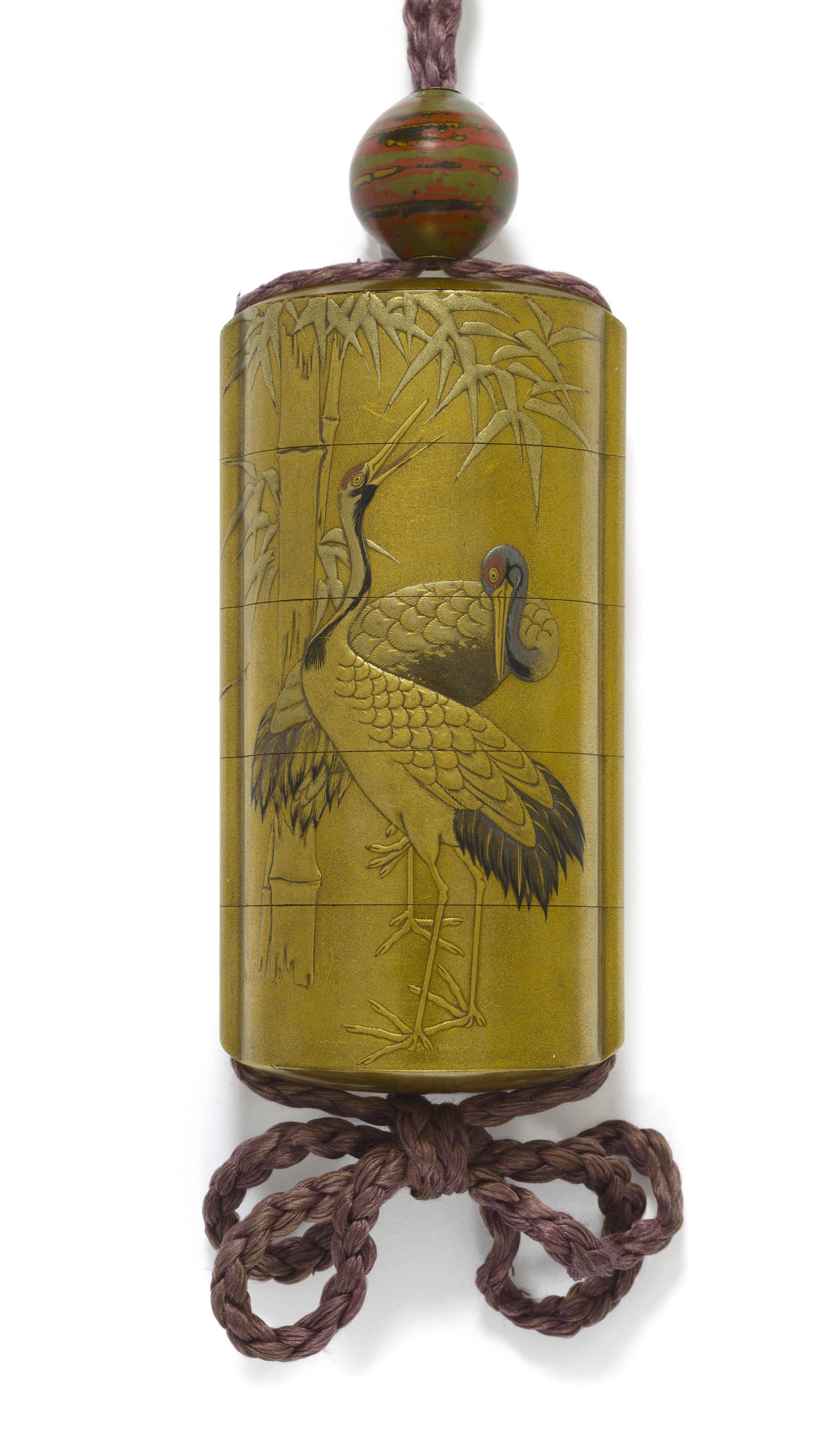 A FOUR-CASE GOLD LACQUER INRO, SIGNED KAJIKAWA SAKU, EDO PERIOD (19TH ...