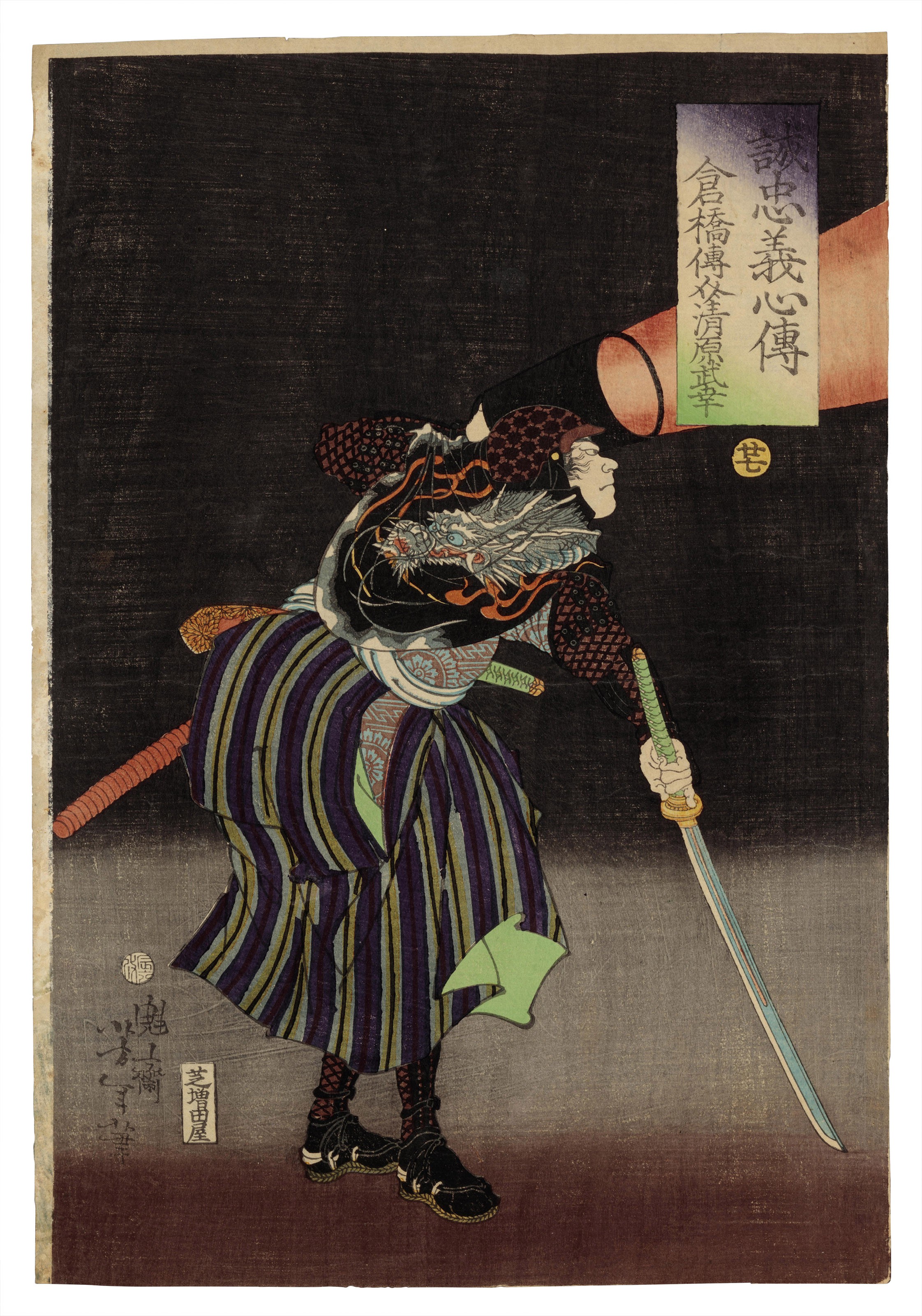 TSUKIOKA YOSHITOSHI (1839-1892), Kurahashi Densuke Kiyohara no Takeyuki ...