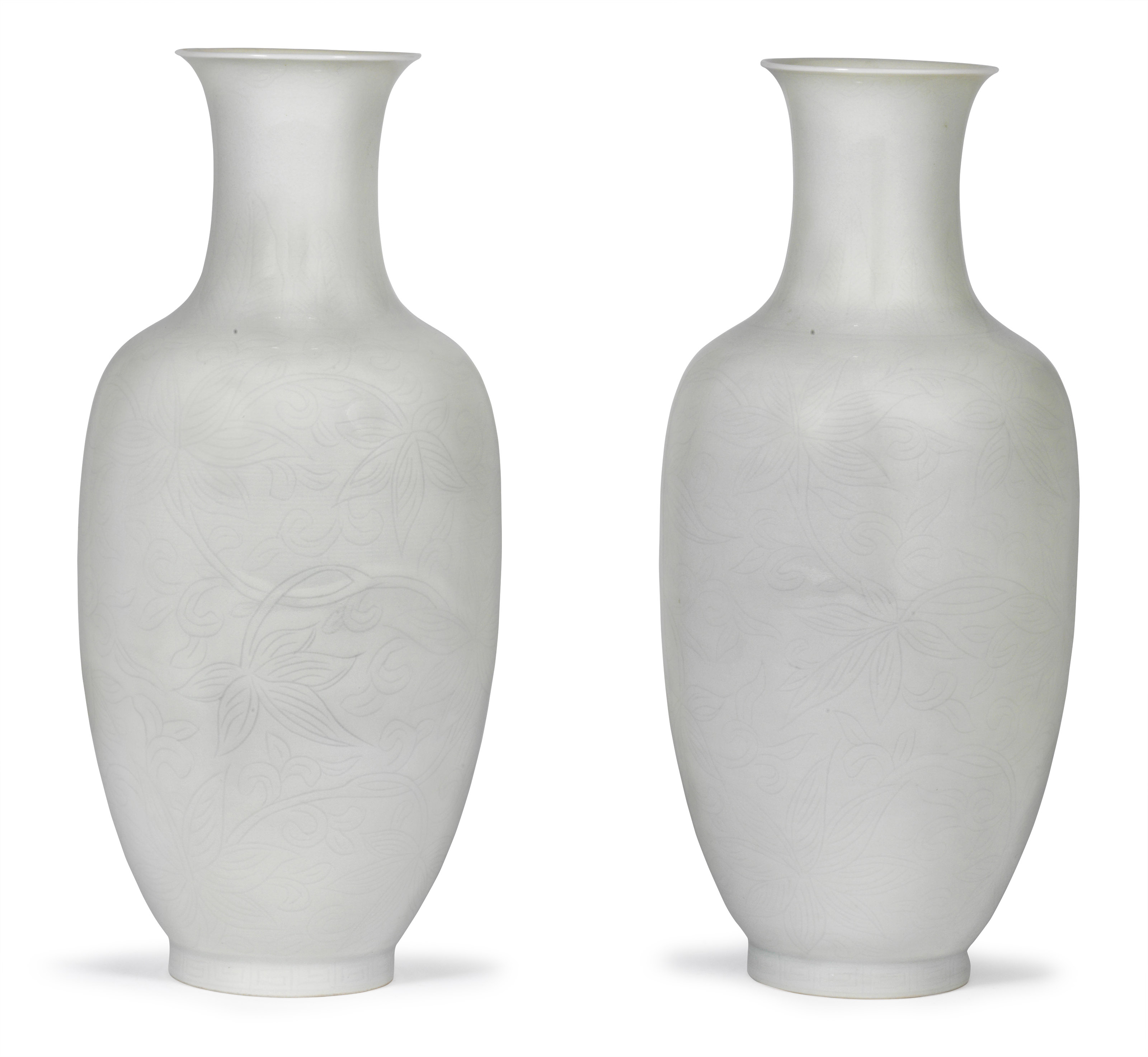 A PAIR OF CELADON-GLAZED AND INCISED 'EGGSHELL' VASES, EARLY 20TH ...