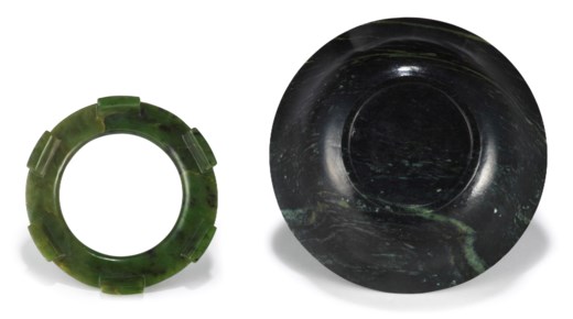 A GROUP OF THREE JADE AND JADEITE VESSELS, MING DYNASTY AND LATER ...