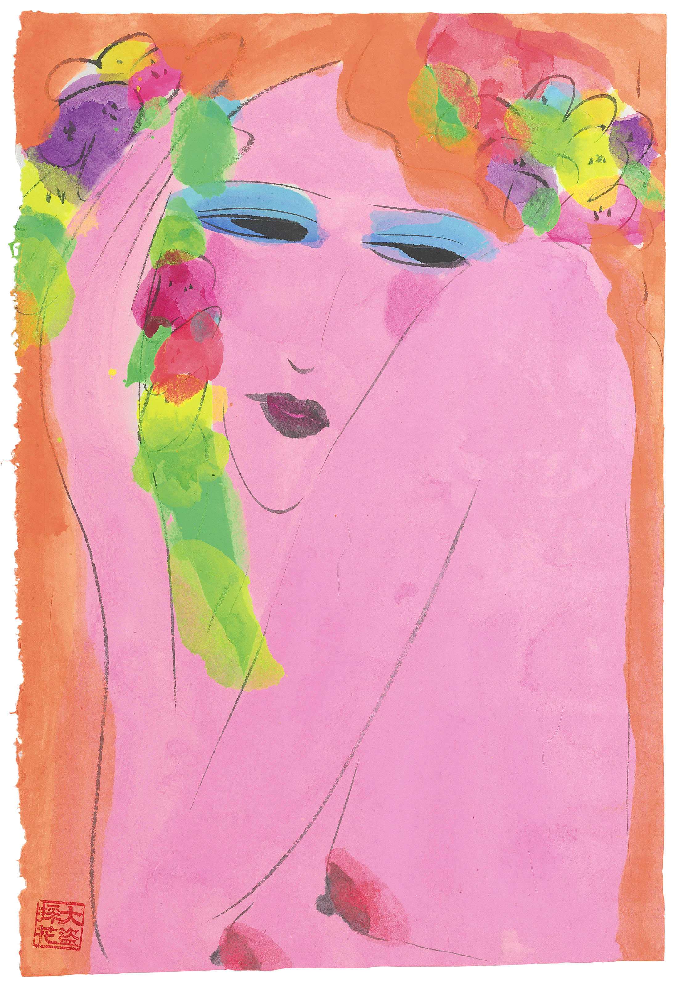 WALASSE TING (CHINA/USA, 1929-2010), Untitled (Orange and Pink Lady ...