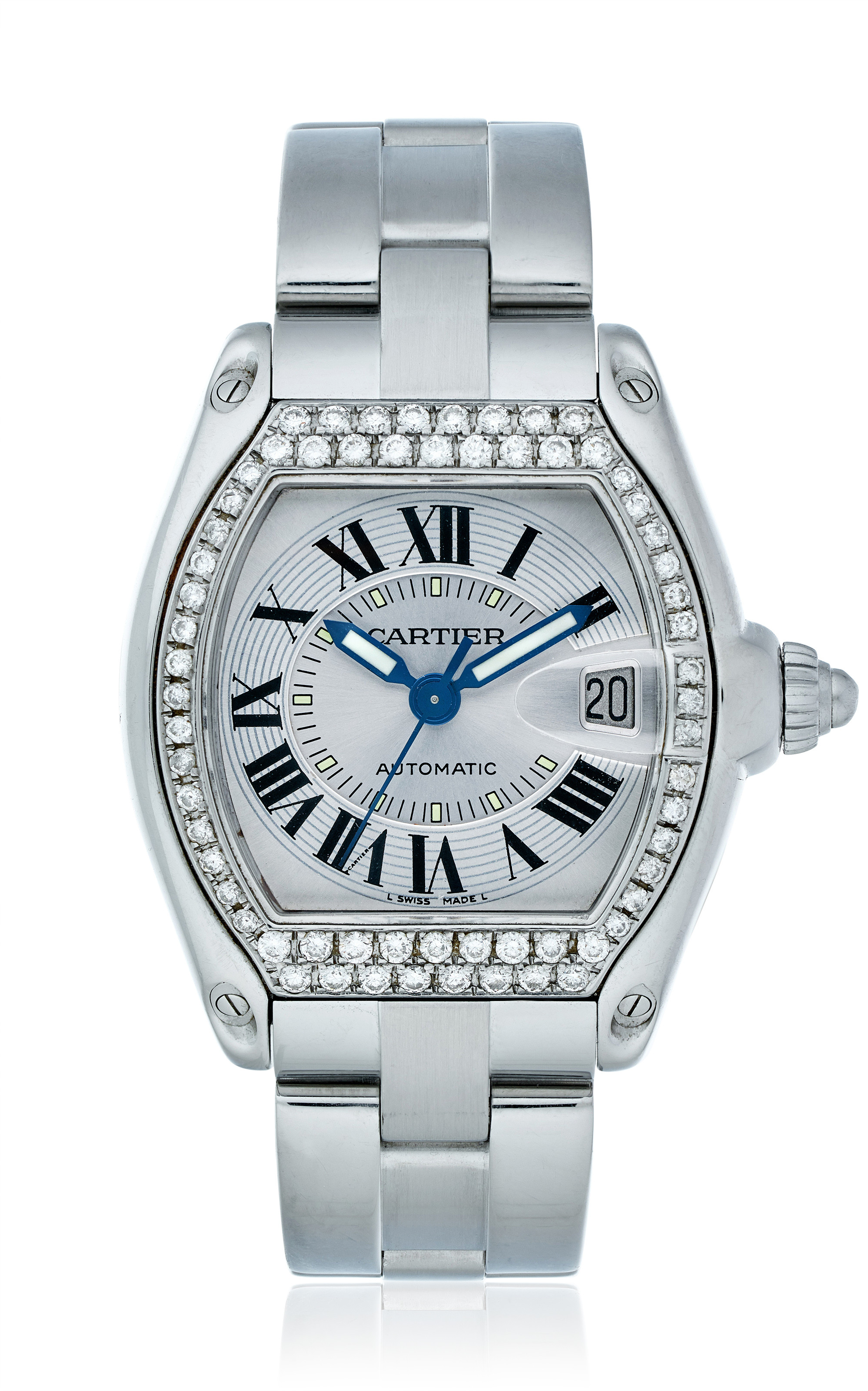 CARTIER, ROADSTER WITH DIAMOND-SET BEZEL, REF. 2510, | Christie’s