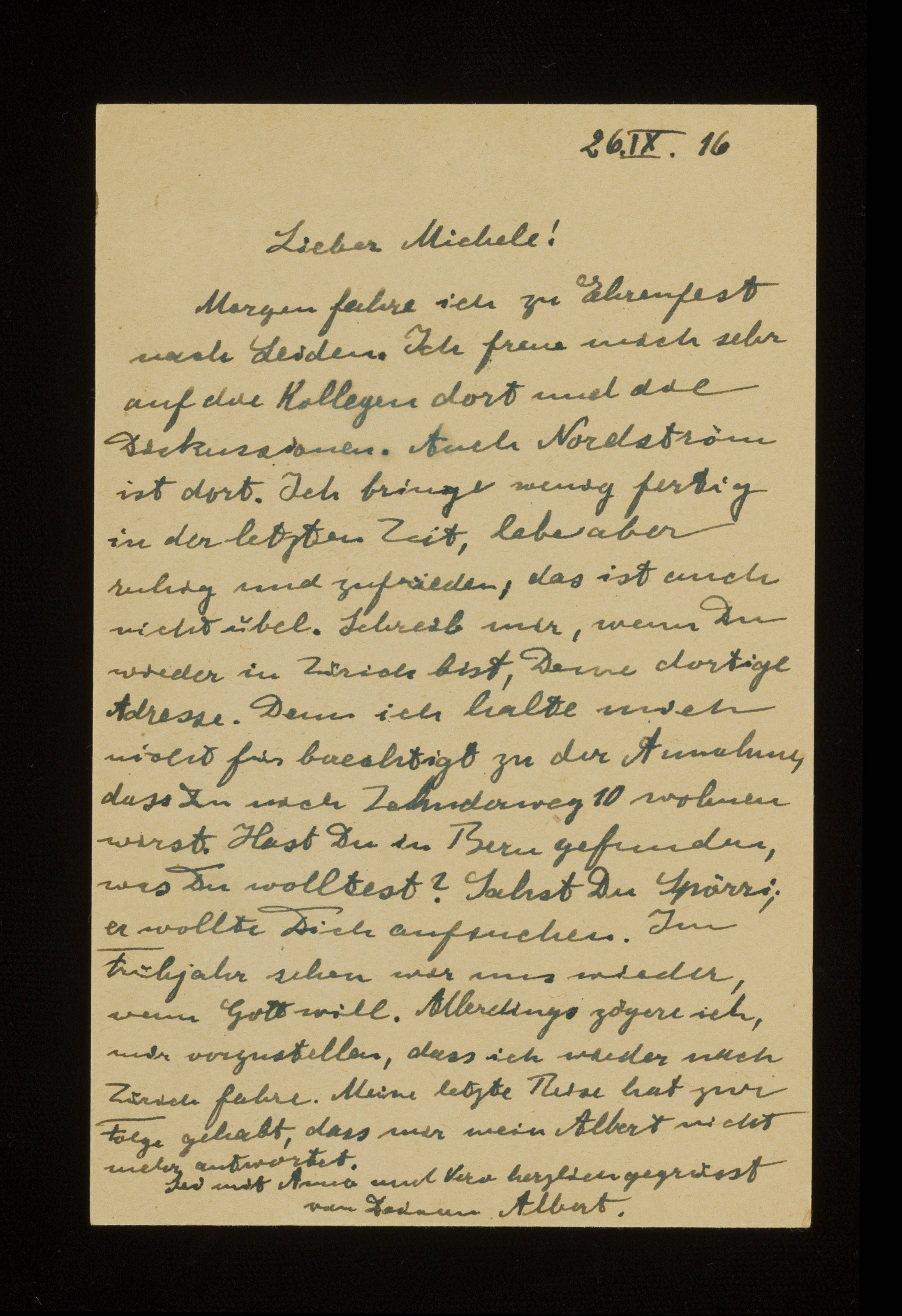 'I'm living a quiet and contented life', Berlin, 26 September 1916 ...