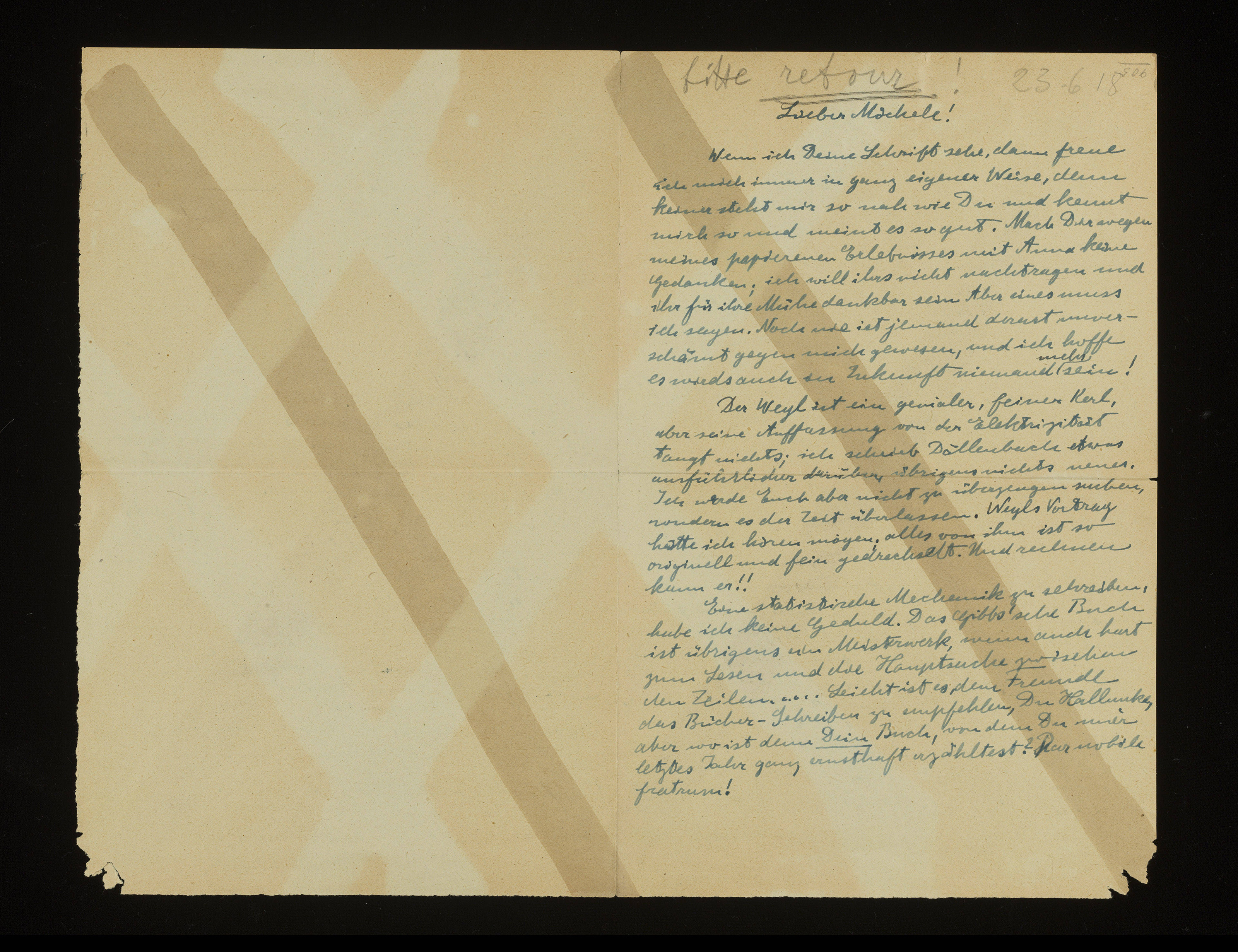 On the mathematician Hermann Weyl, Berlin, 23 June 1918 | Christie’s