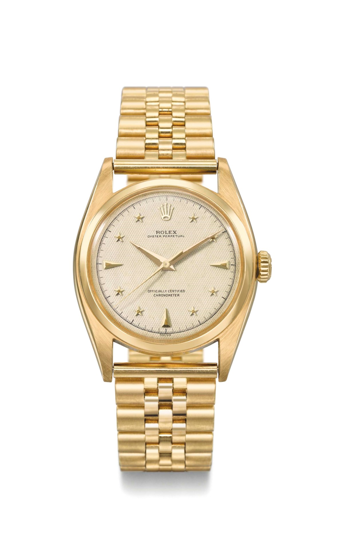 Rolex. A highly attractive and extremely rare 18K gold automatic sweep ...