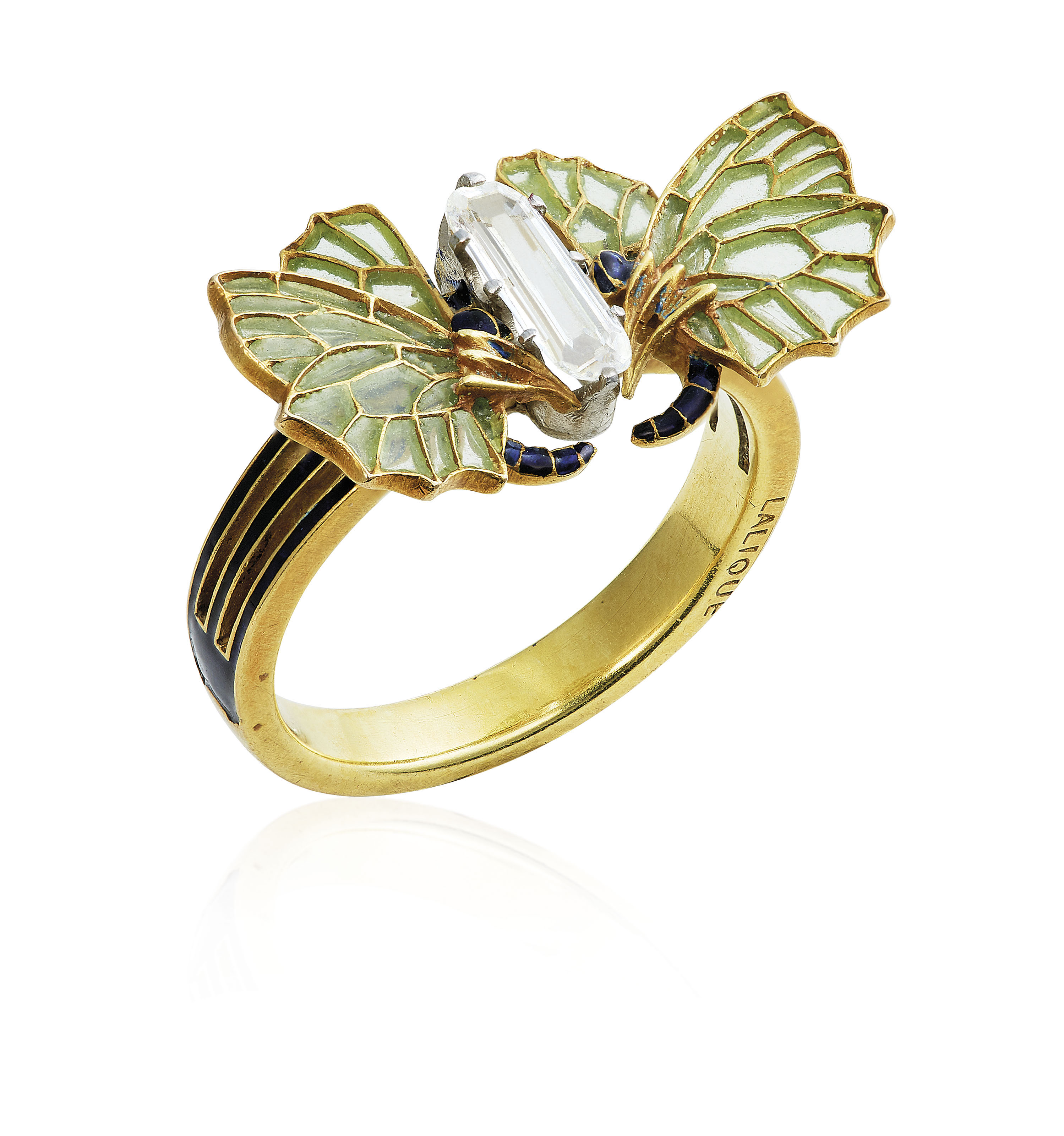 AN ART NOUVEAU DIAMOND AND ENAMEL RING, BY RENÉ LALIQUE | Christie's