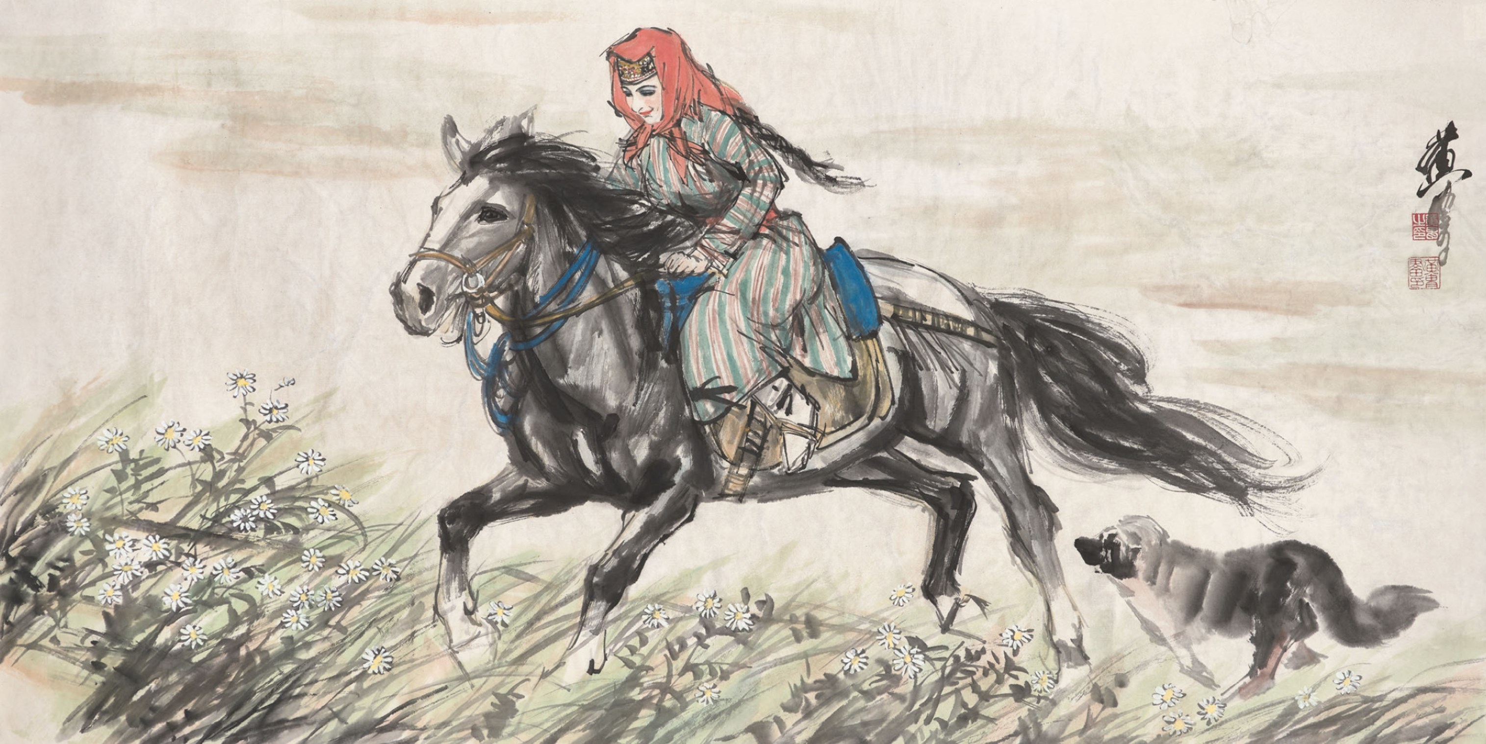 HUANG ZHOU (1925-1997), Galloping Across the Plains | Christie's