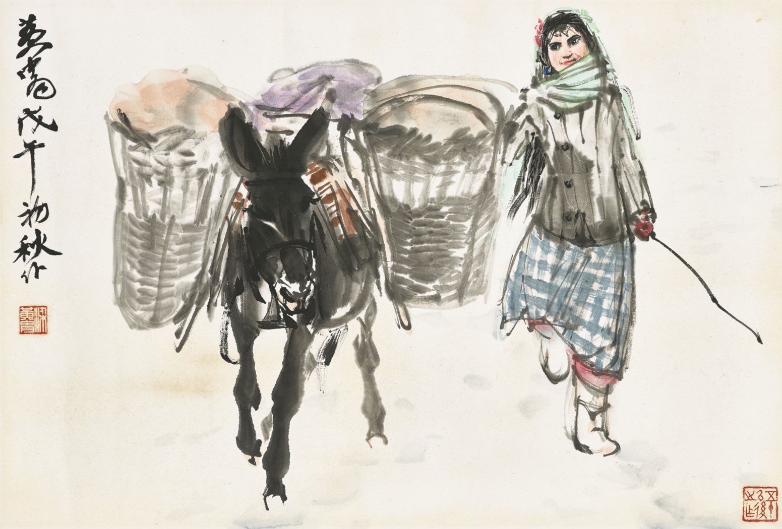 HUANG ZHOU (1925-1997), Girl and Donkey | Christie's