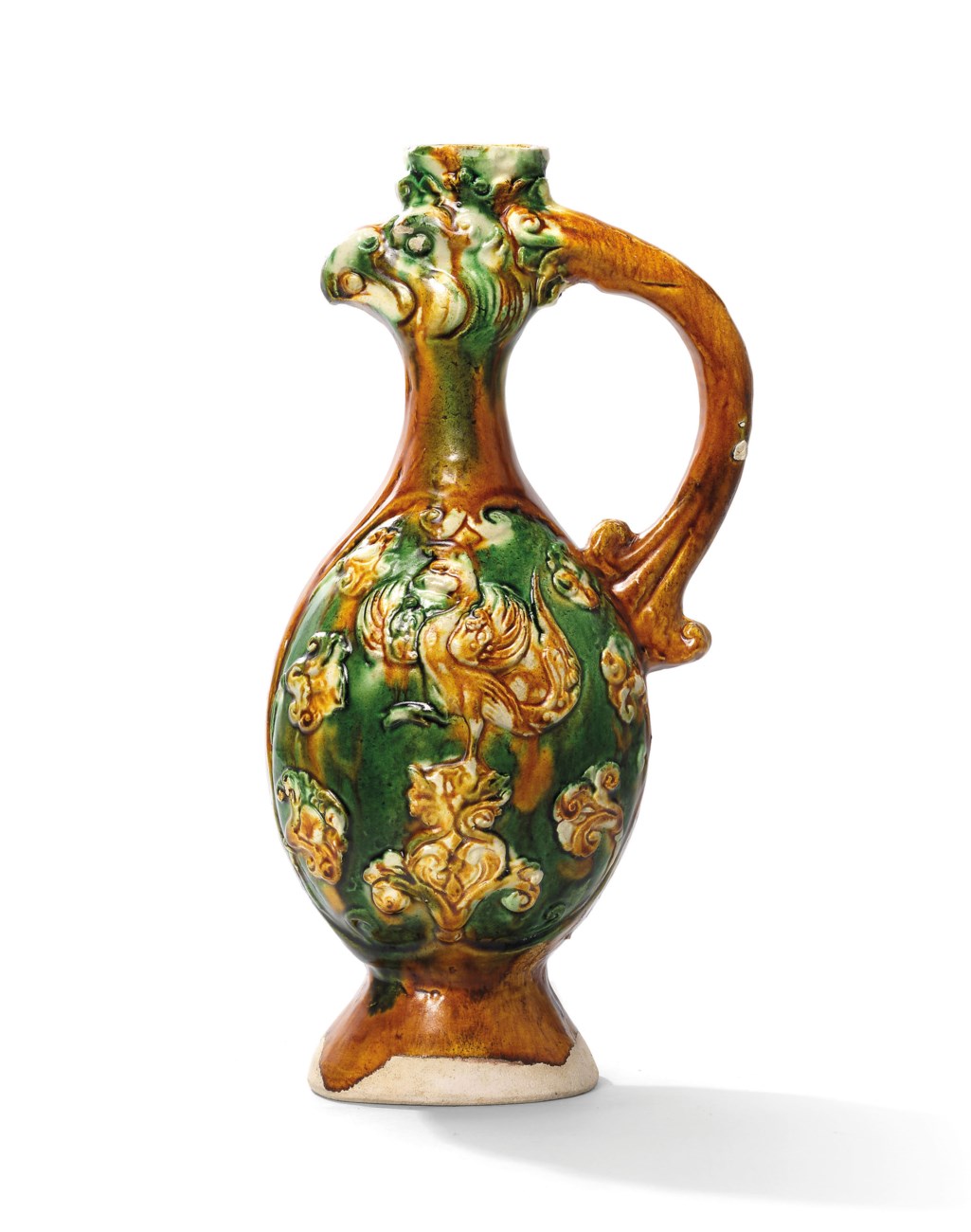 A RARE SANCAI-GLAZED PHOENIX-HEAD EWER