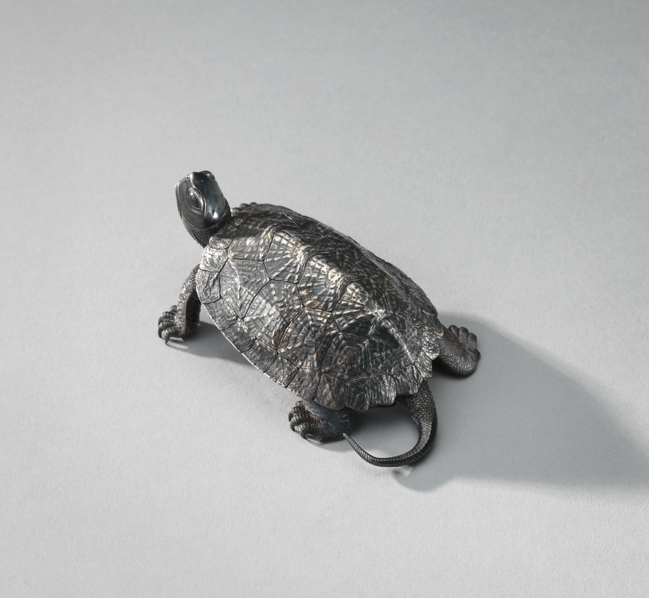 A MINIATURE SILVER MODEL OF A TORTOISE, SIGNED ARIHIDE SEN, MEIJI ...