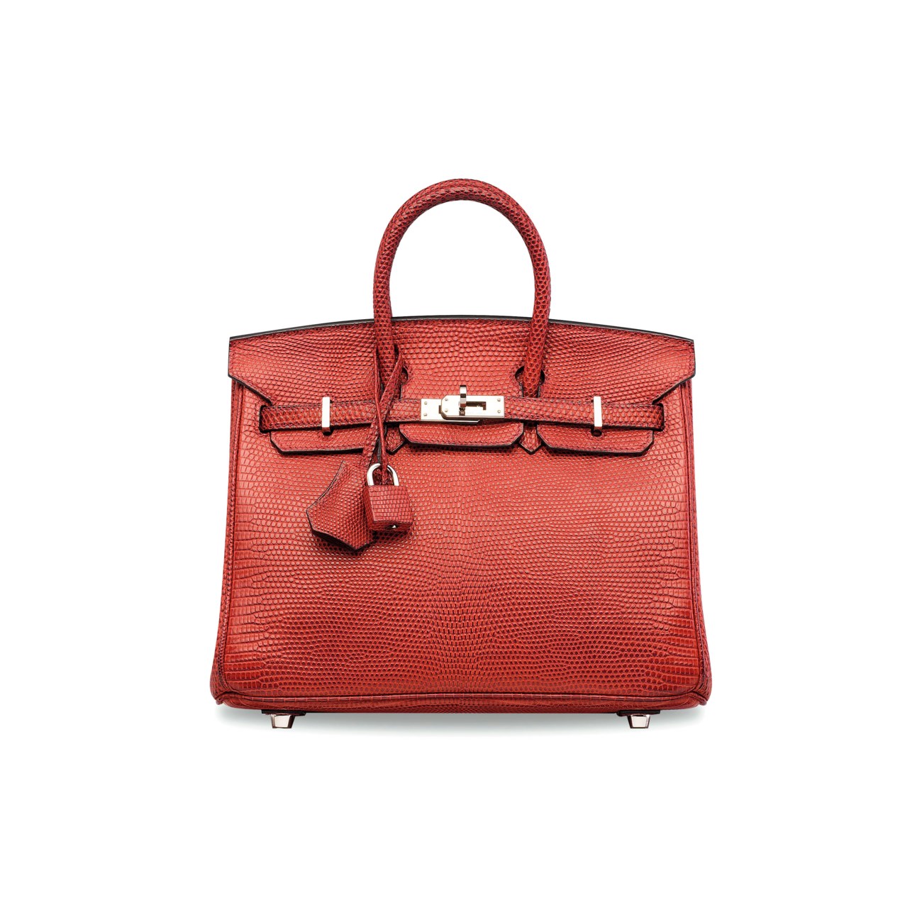 A MATTE ROUGE MOYEN SALVATOR LIZARD BIRKIN 25 WITH PALLADIUM HARDWARE ...