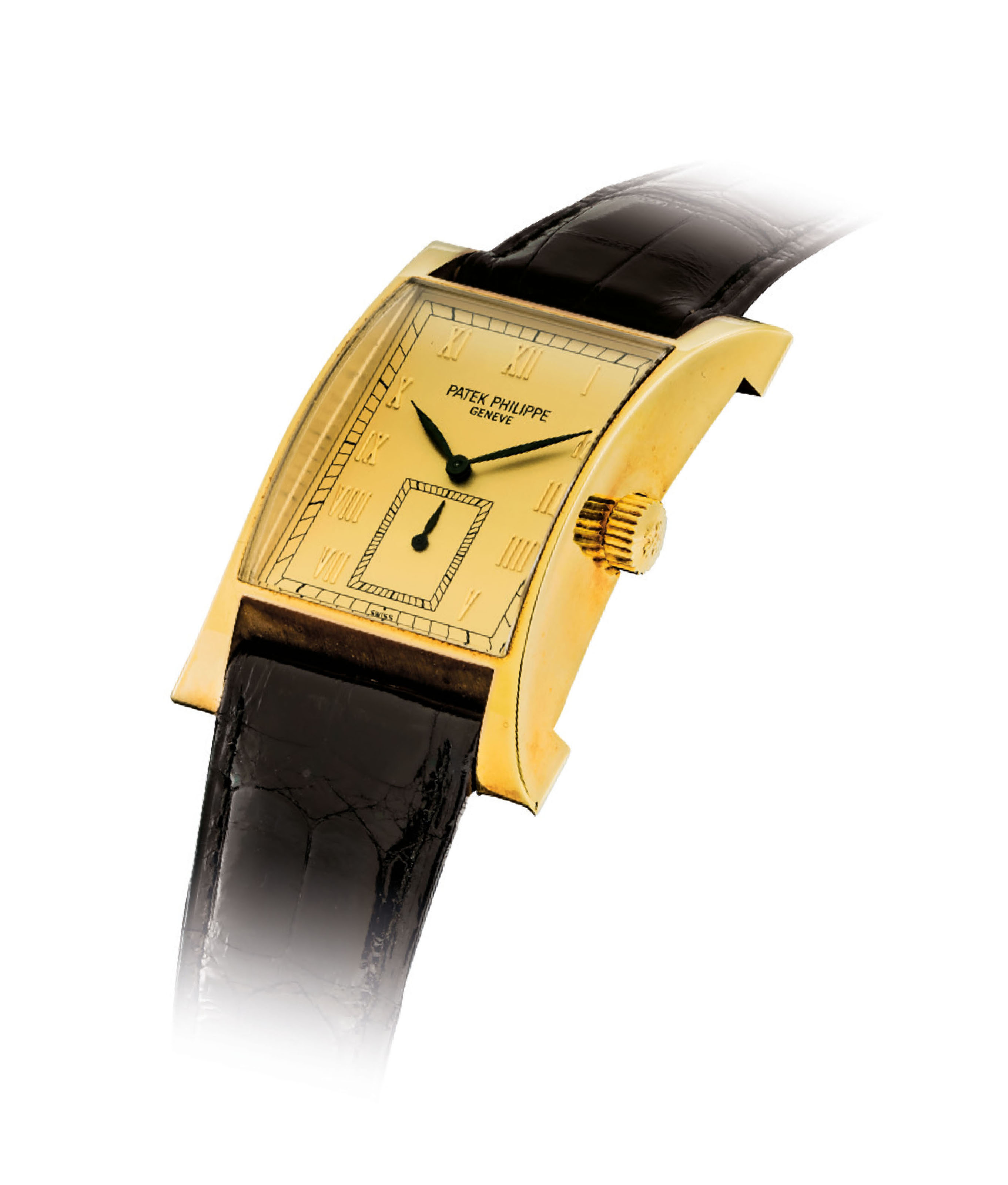 PATEK PHILIPPE A FINE 18K GOLD LIMITED EDITION RECTANGULAR W ...