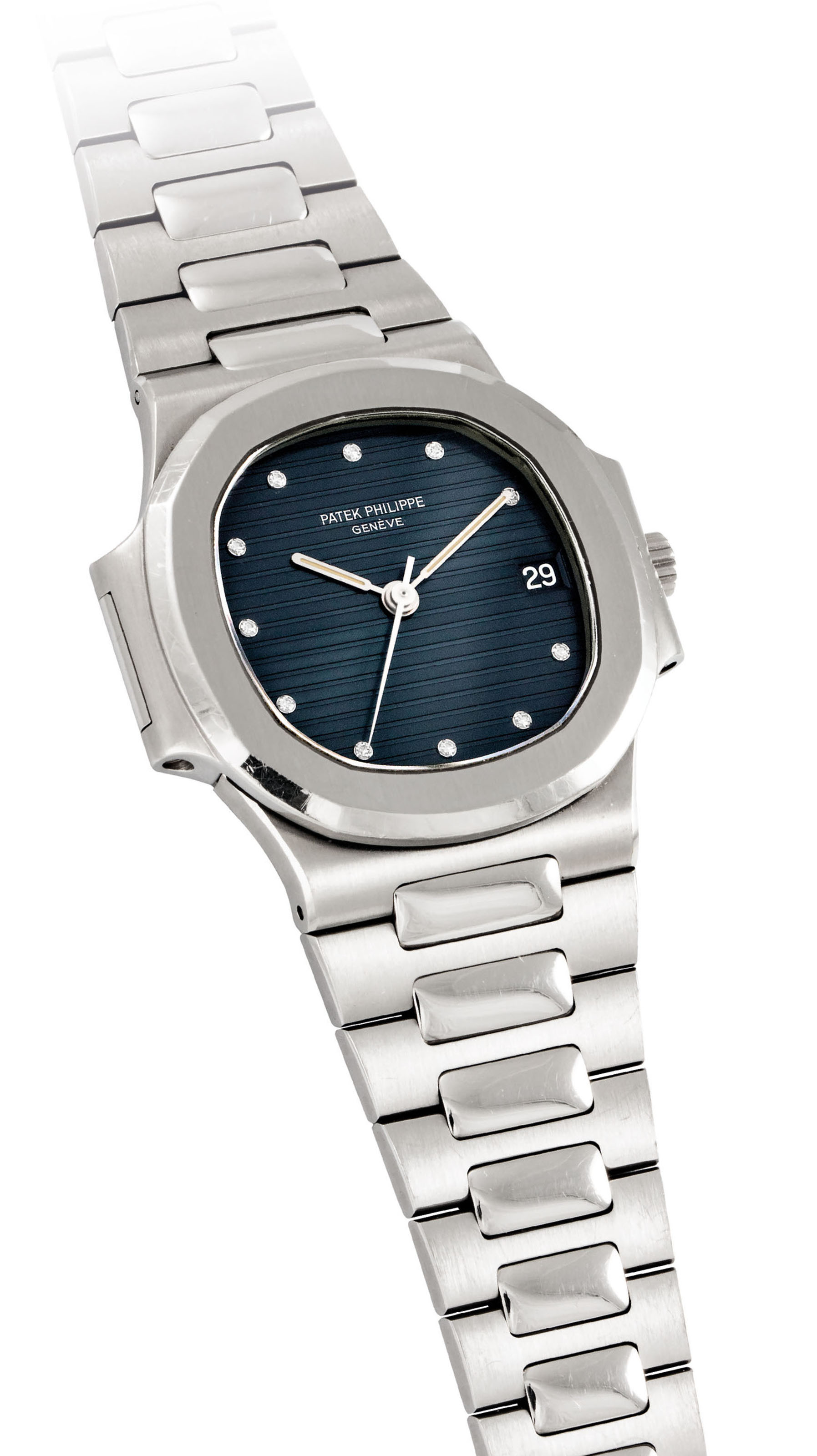 PATEK PHILIPPE A RARE AND ATTRACTIVE STAINLESS STEEL AND DIA ...