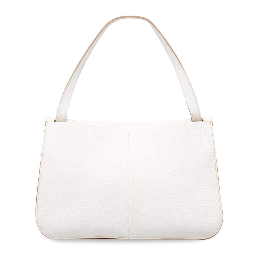 A WHITE CLÉMENCE LEATHER HALZAN MM WITH PALLADIUM HARDWARE, HERMÈS ...
