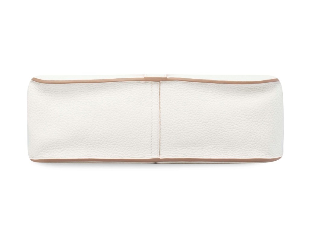 A WHITE CLÉMENCE LEATHER HALZAN MM WITH PALLADIUM HARDWARE, HERMÈS ...