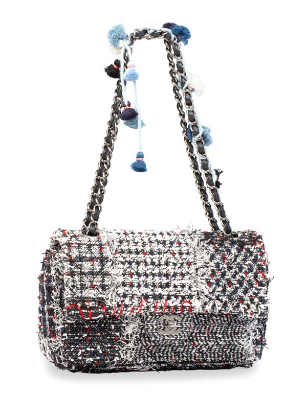 A LIMITED EDITION TWEED & POM POM PARIS-DUBAI CLASSIC MEDIUM FLAP WITH ...