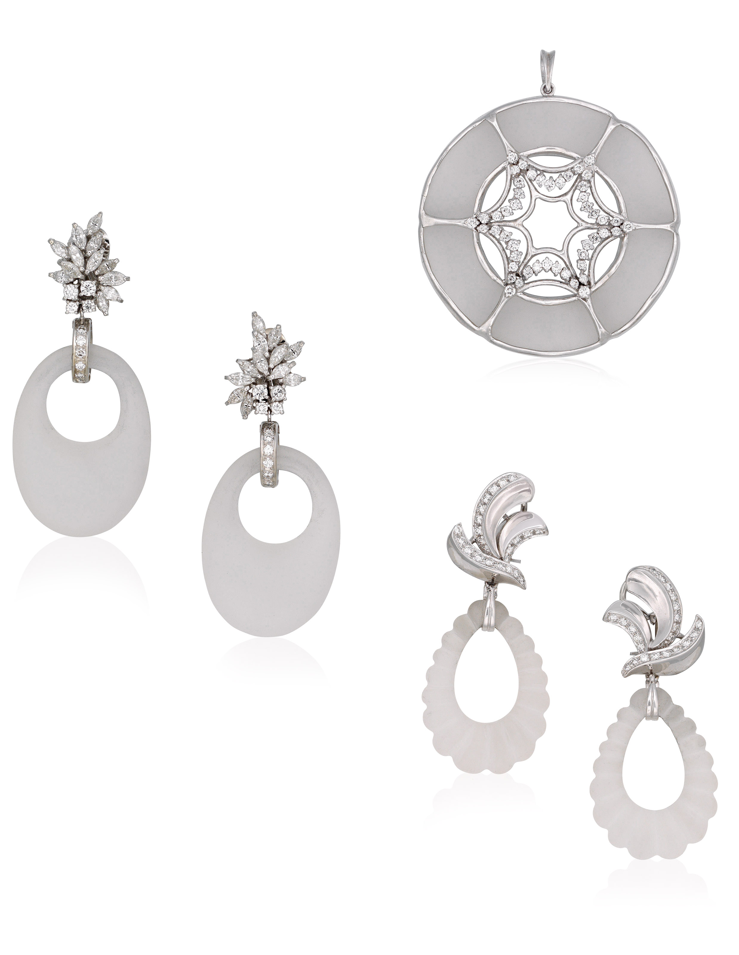 SET OF ROCK CRYSTAL AND DIAMOND JEWELLERY, | Christie’s