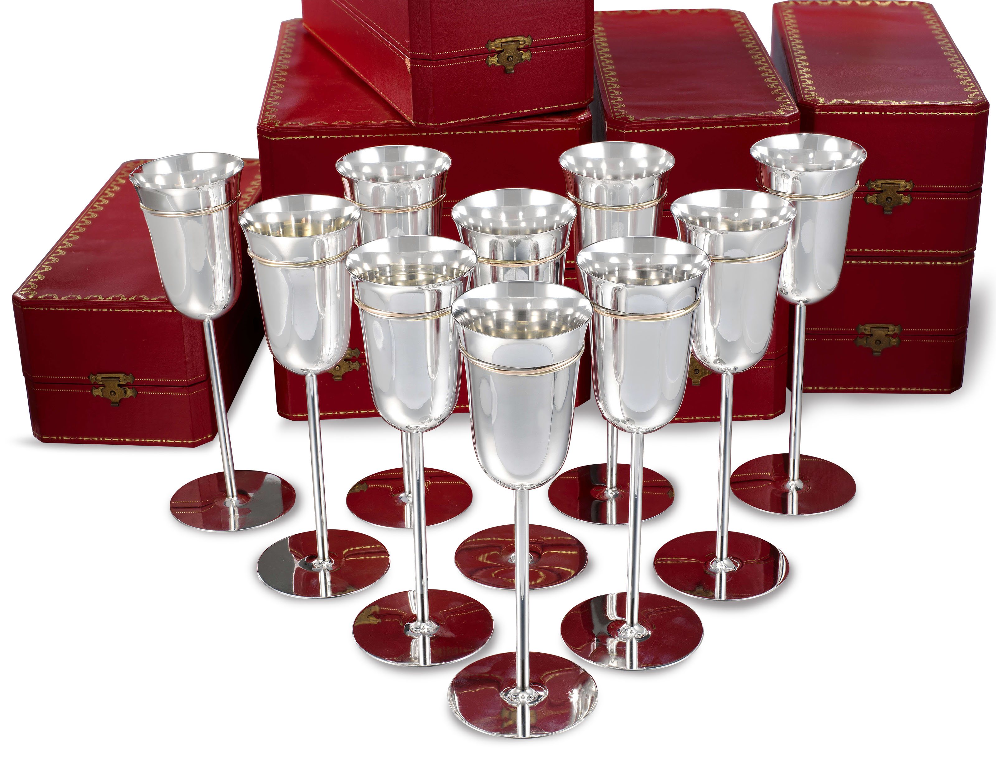 CARTIER SET OF TEN SILVER GOBLETS, | Christie’s