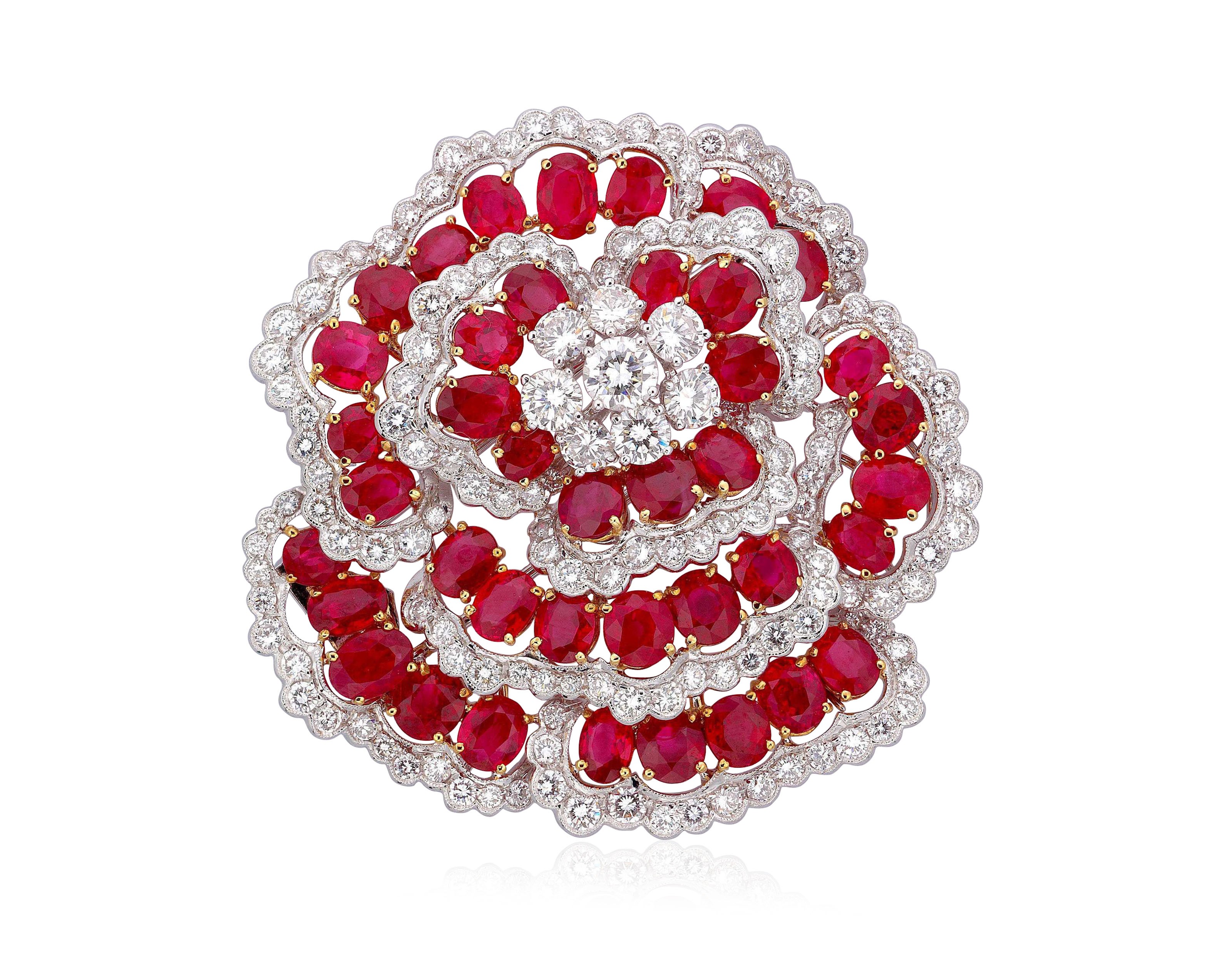 RUBY AND DIAMOND BROOCH, | Christie’s