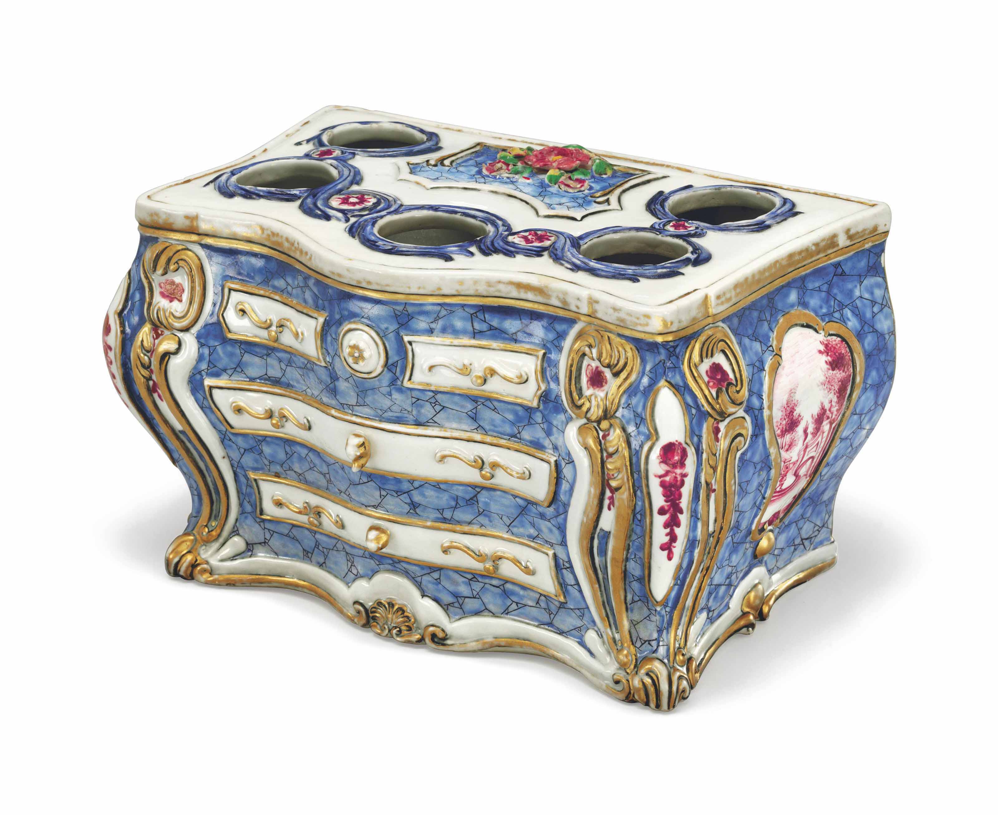 A FAMILLE ROSE LOBED TEAPOT AND COVER