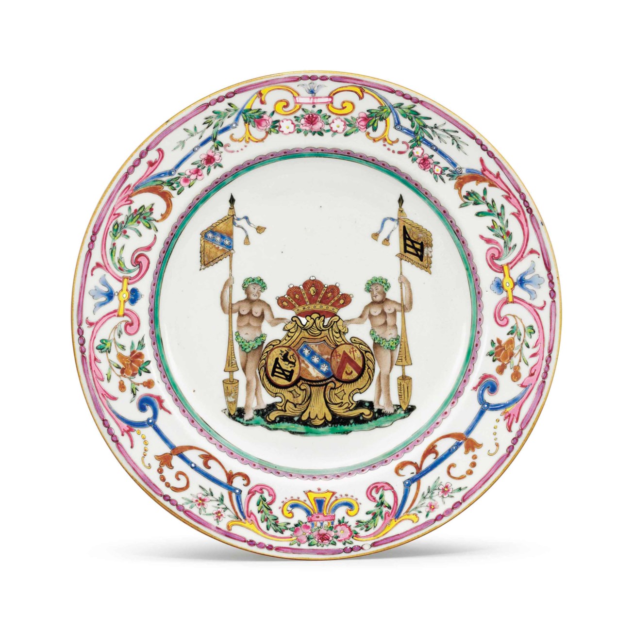 A LARGE BELGIAN MARKET ARMORIAL PLATE