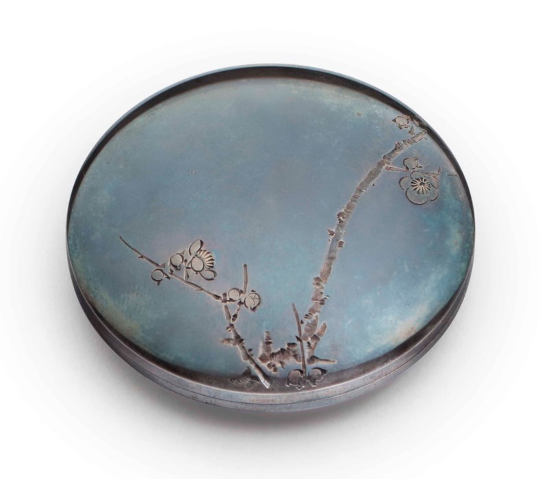 A silver incense box and cover, Meiji period (dated 1911), signed ...