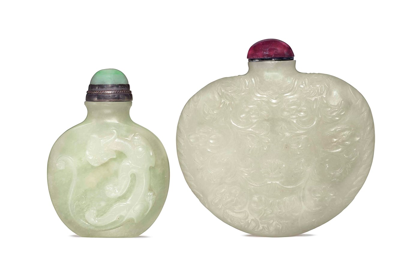 TWO CARVED JADE SNUFF BOTTLES, 1760-1880 | Christie's