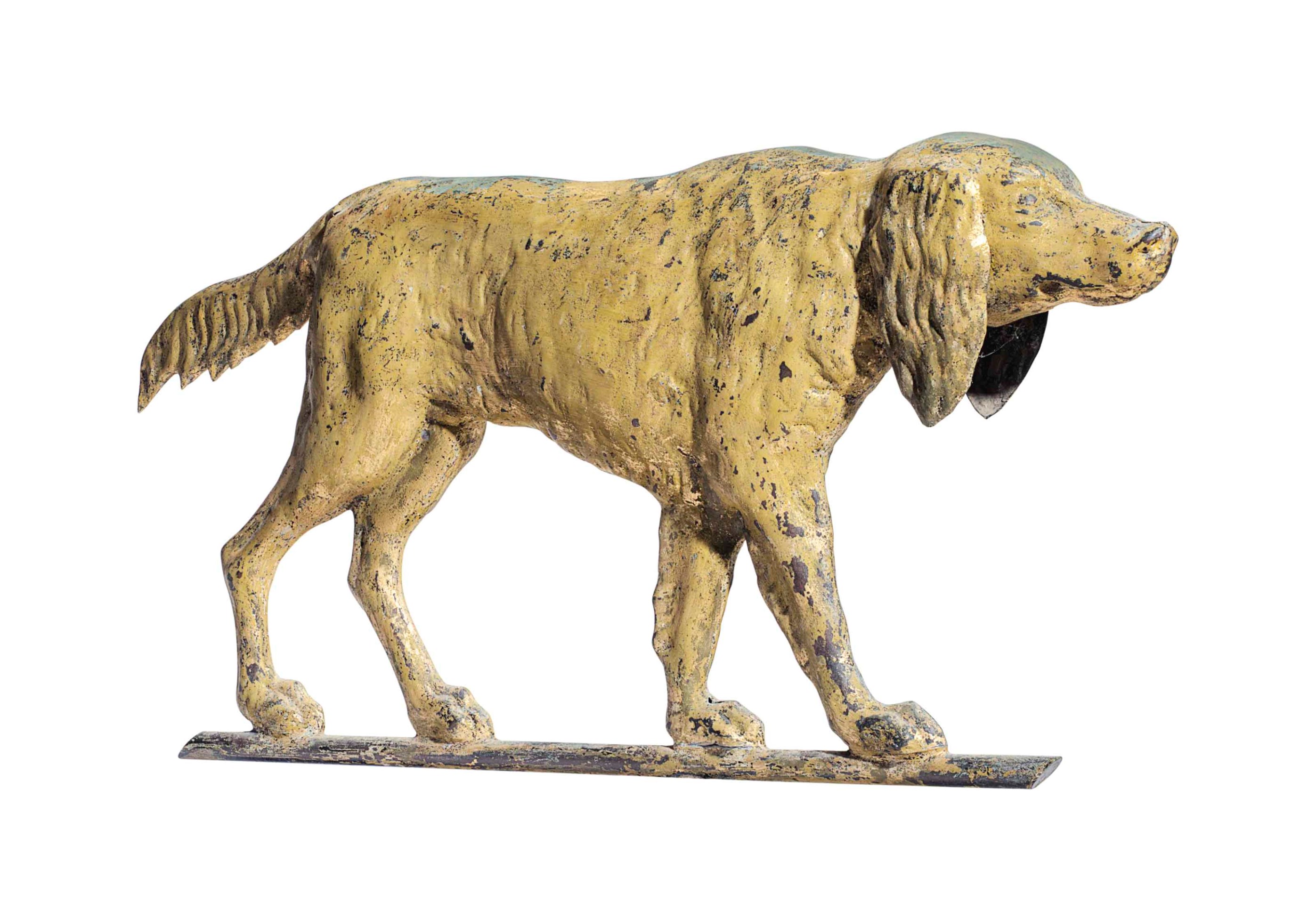 A GILT AND MOLDED COPPER ENGLISH SETTER WEATHERVANE, ATTRIBUTED TO E.G ...