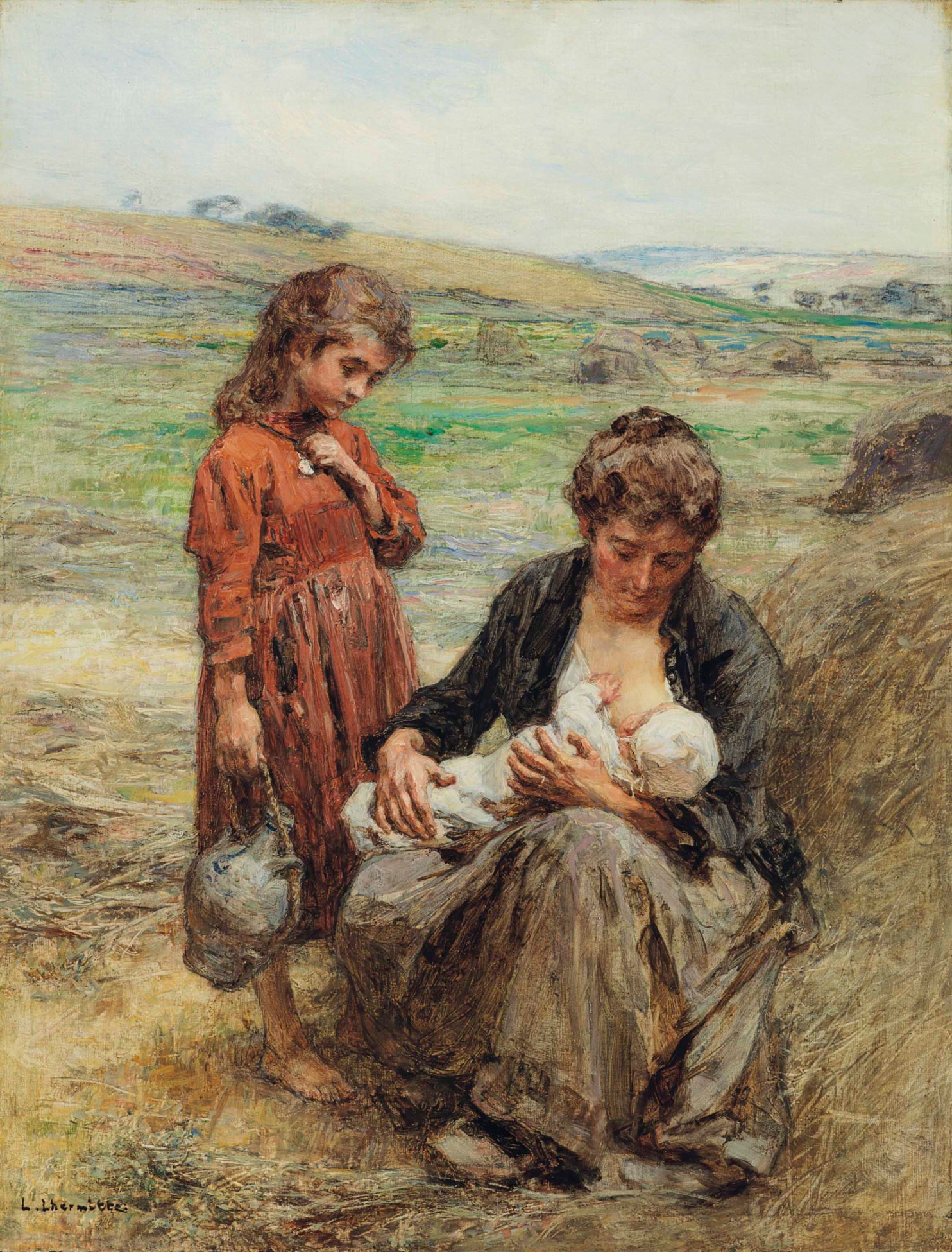 Léon Augustin Lhermitte (French, 1844-1925), La têtée ou La jeune mère ...