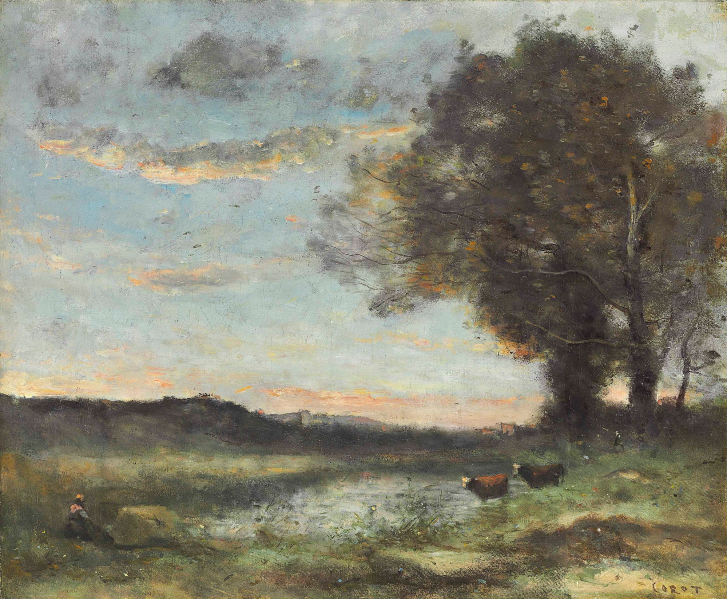 Jean-Baptiste-Camille Corot (French, 1796-1875), Groupe d'arbres au ...