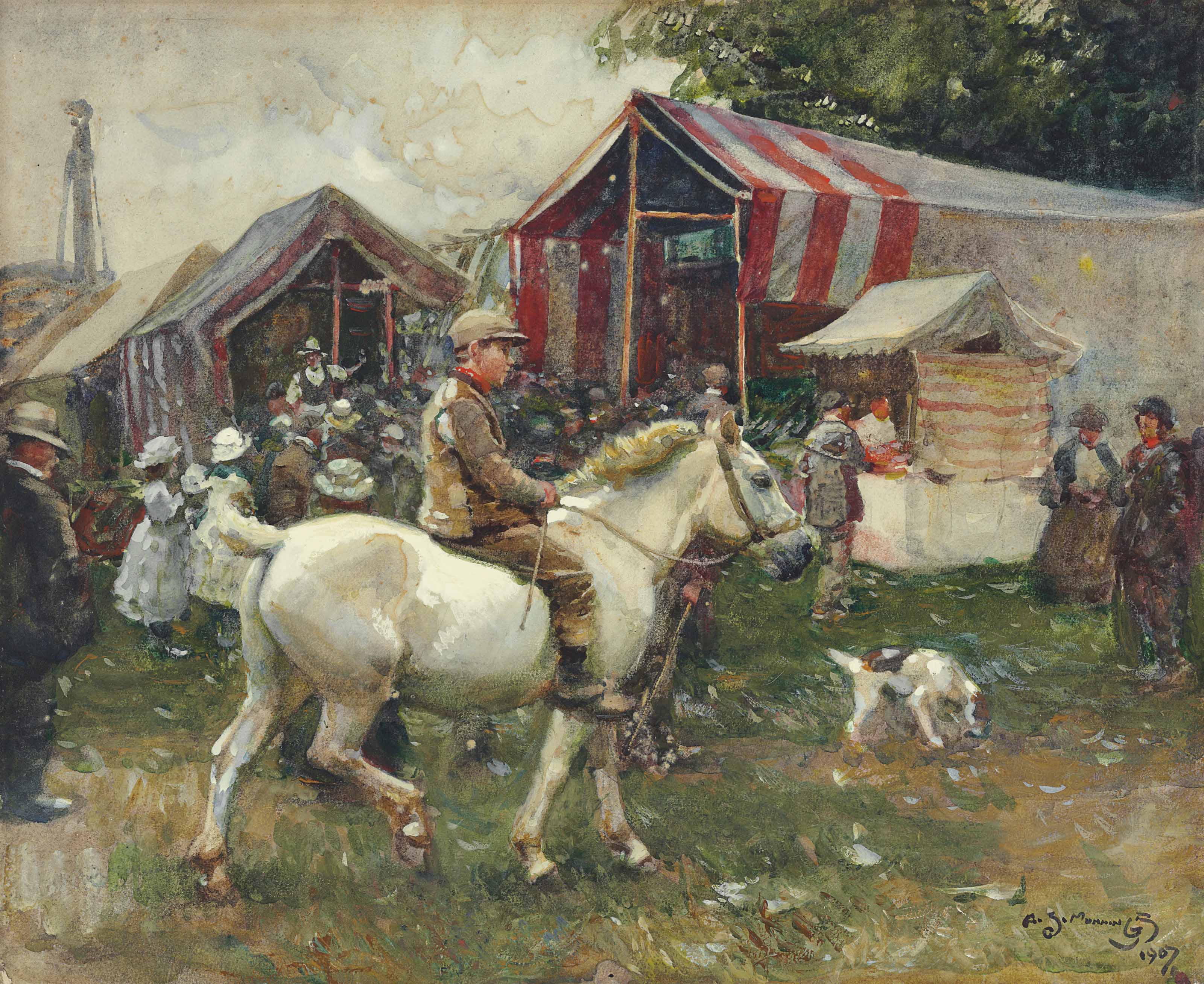 Sir Alfred Munnings Over the hedge Colour reproduction Signed in pencil ...