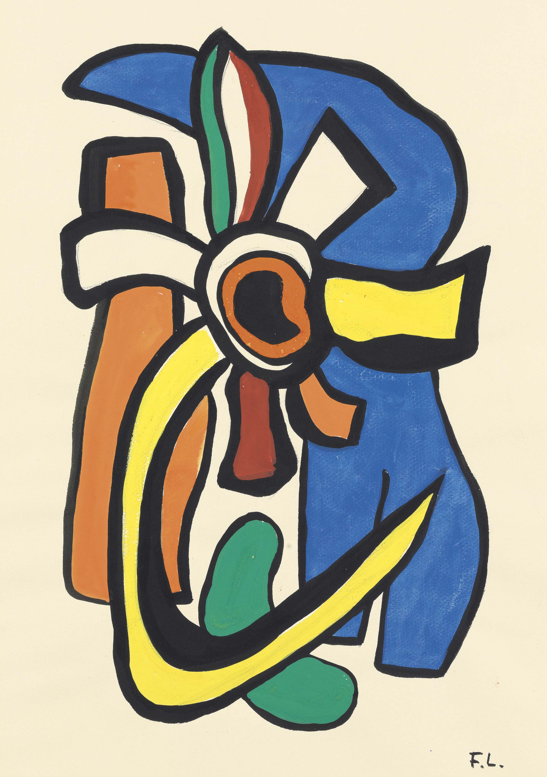 Fernand LEGER 1881 - 1955 Composition murale (esquisse) - circa 1953 ...