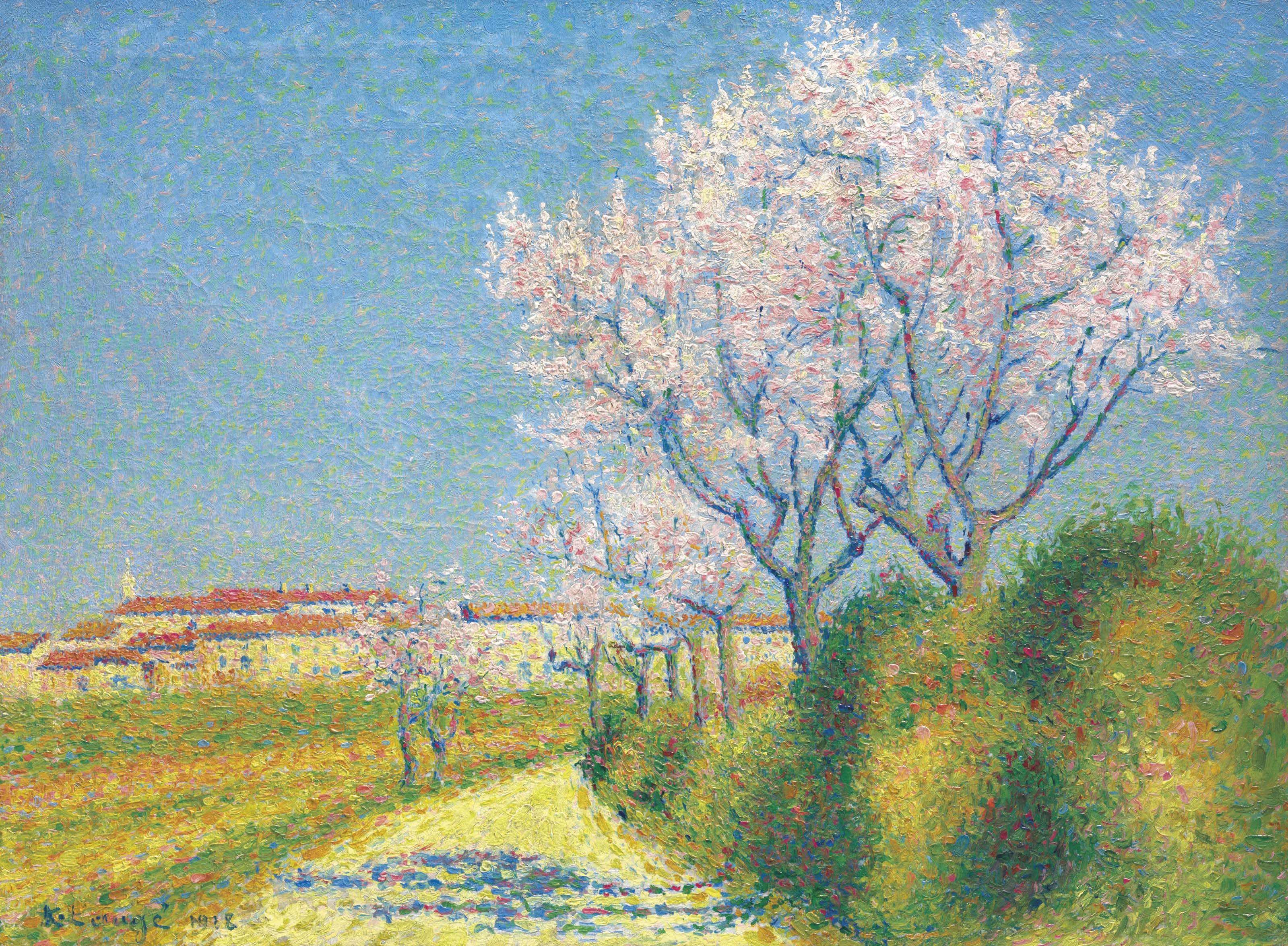 Achille Lauge (1861-1944) , Amandiers en fleur à l'entrée de Cailhavel | Christie's