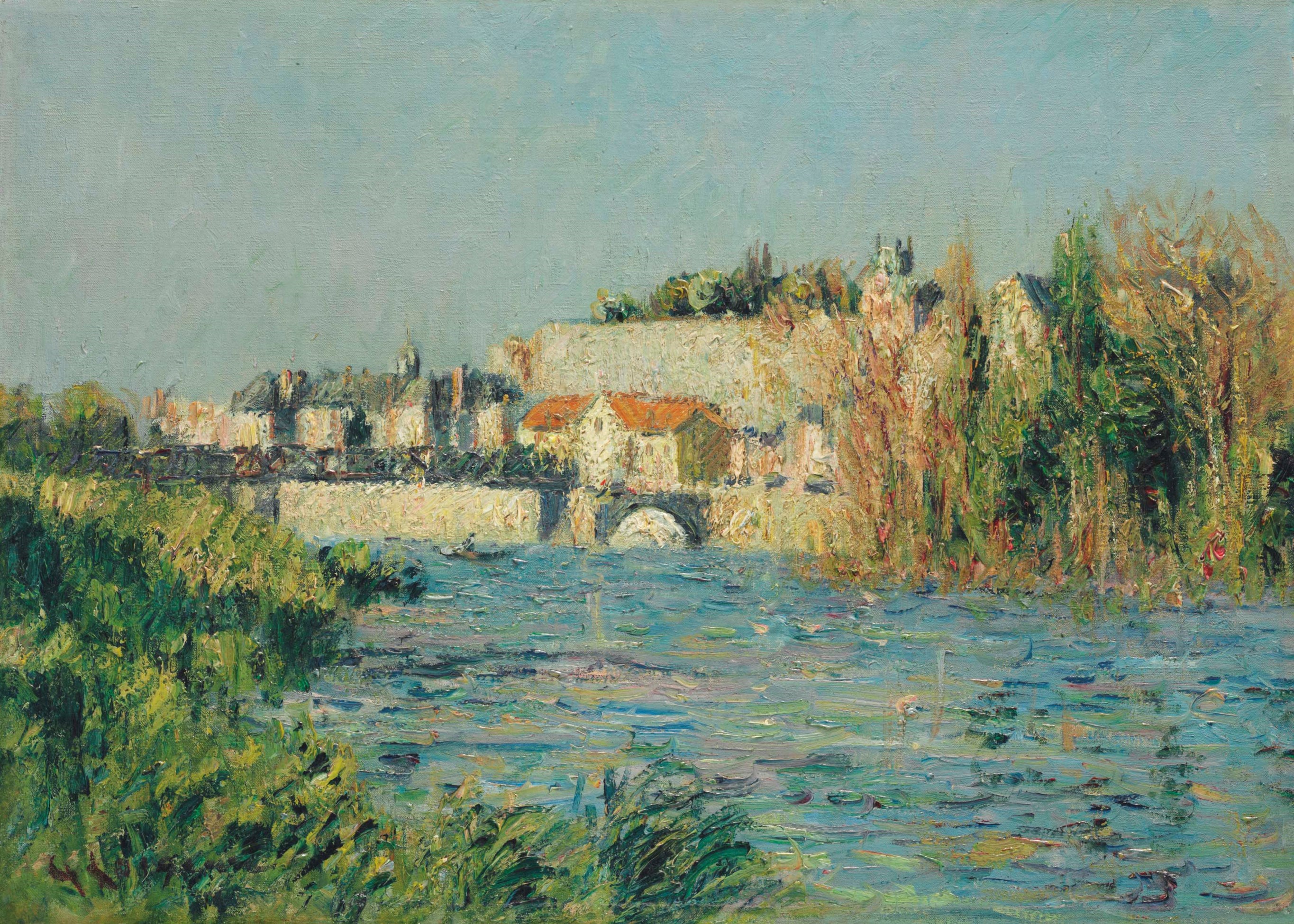 Gustave Loiseau (1865-1935), Vue de ville ensoleillée à travers la ...