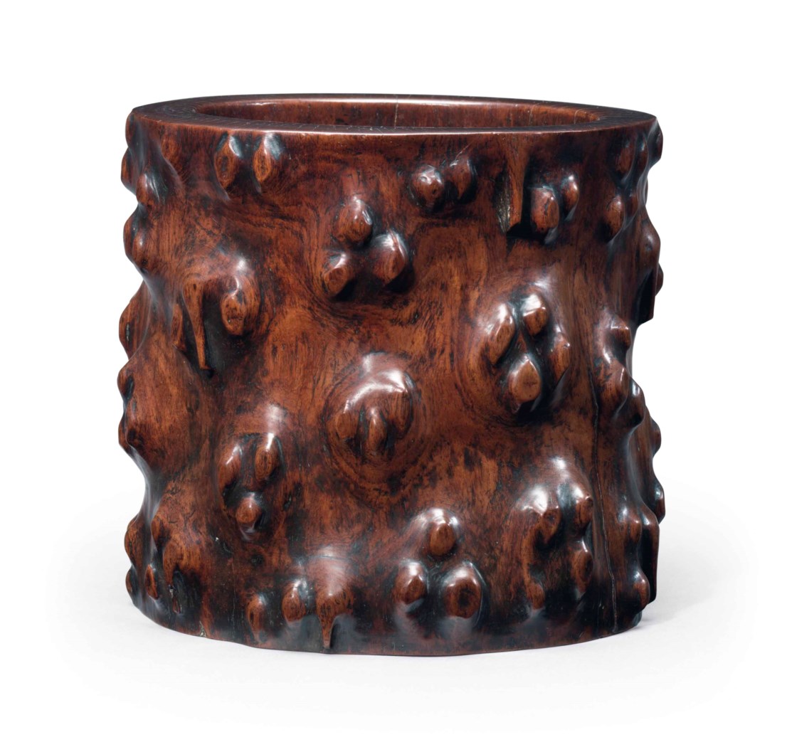 A HUANGHUALI TREE-TRUNK-FORM BRUSH POT, BITONG, 18TH CENTURY | Christie's