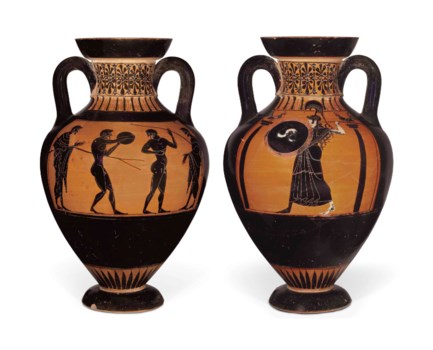 AN ATTIC BLACK-FIGURED PSEUDO PANATHENAIC AMPHORA, CIRCLE OF THE ...