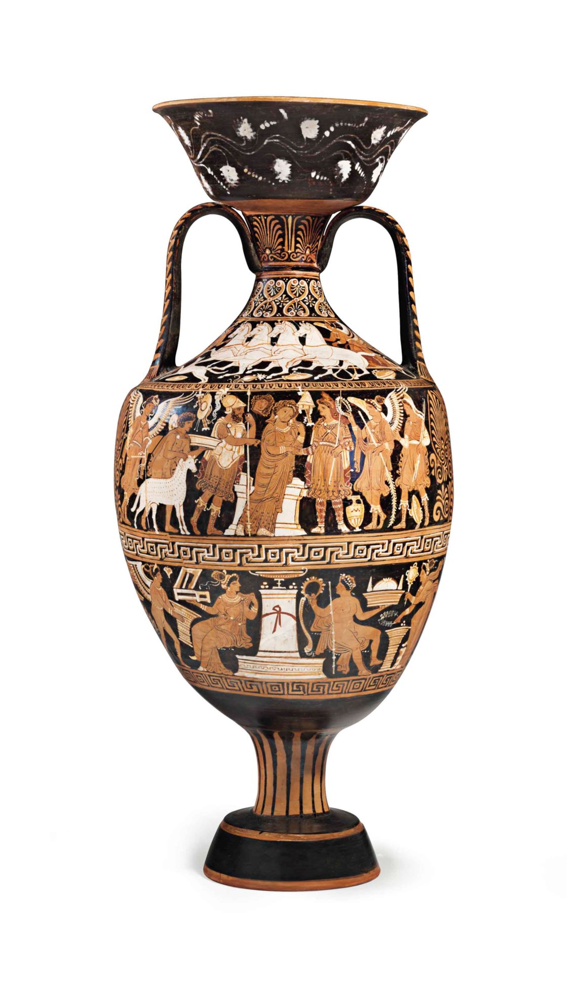 AN APULIAN RED-FIGURED AMPHORA, ATTRIBUTED TO THE BALTIMORE PAINTER ...