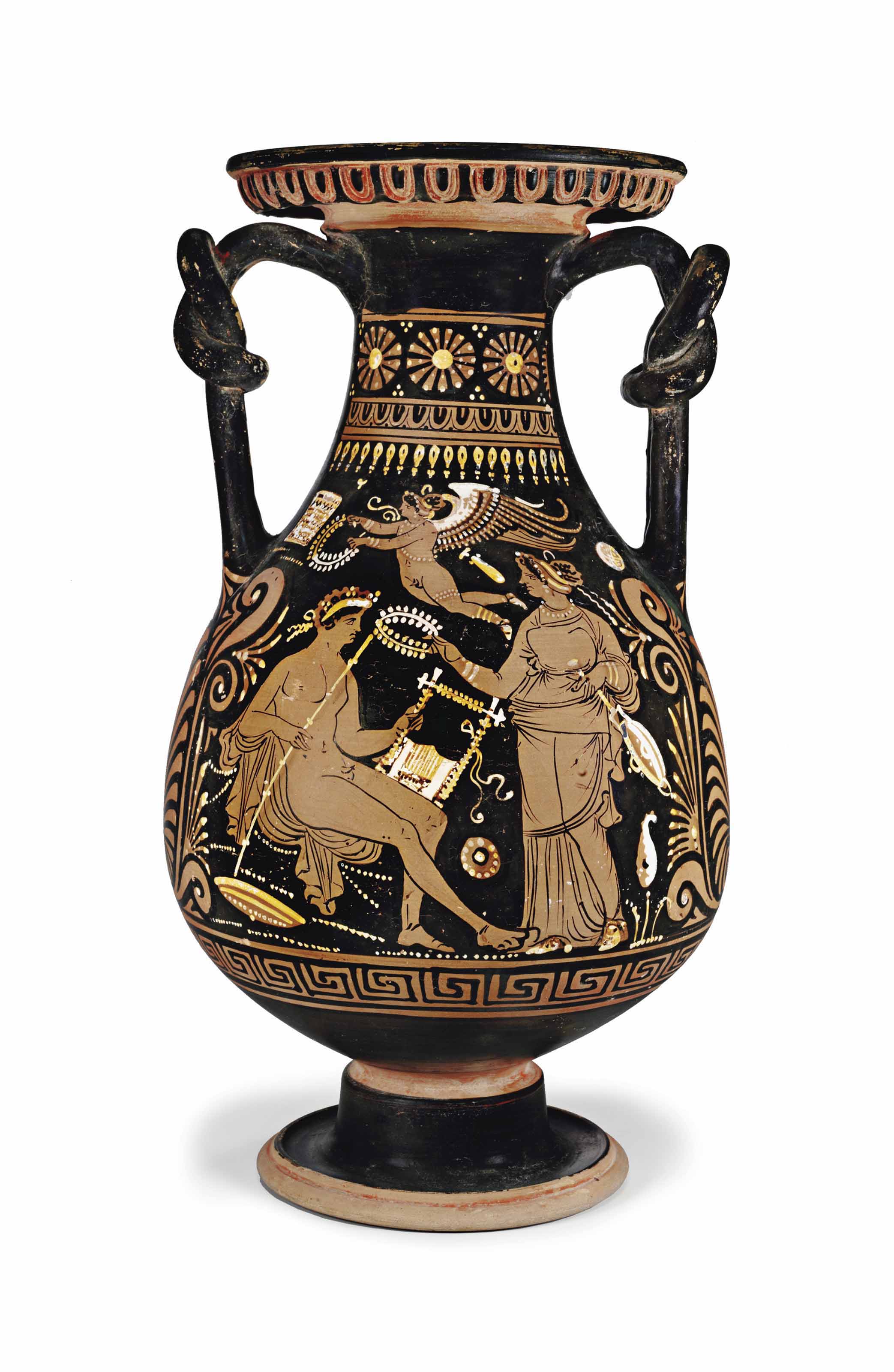 AN APULIAN RED-FIGURED AMPHORA, ATTRIBUTED TO THE BALTIMORE PAINTER ...
