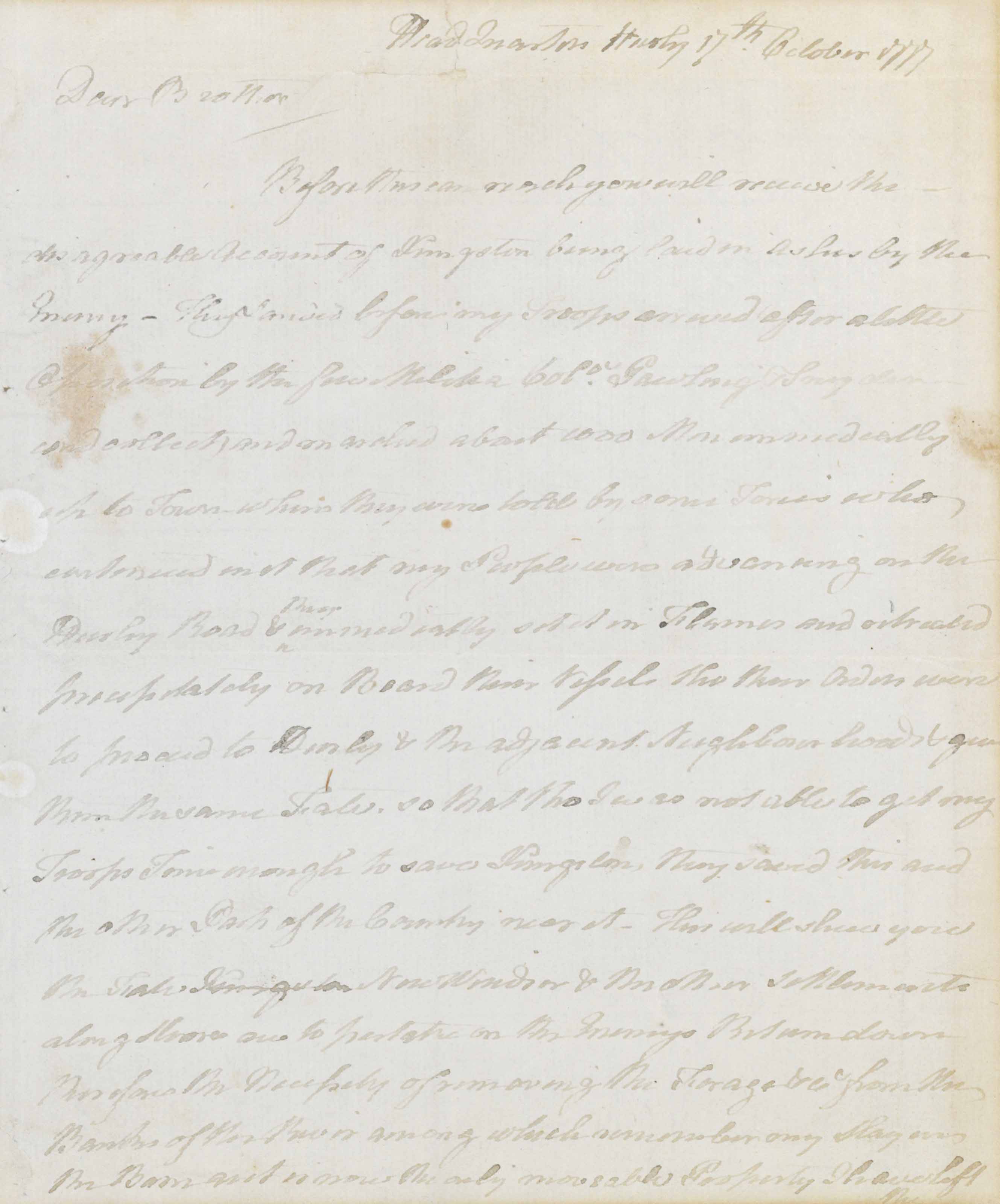 CLINTON, George (1739-1812). Autograph letter signed (“Geo Clinton”) to ...