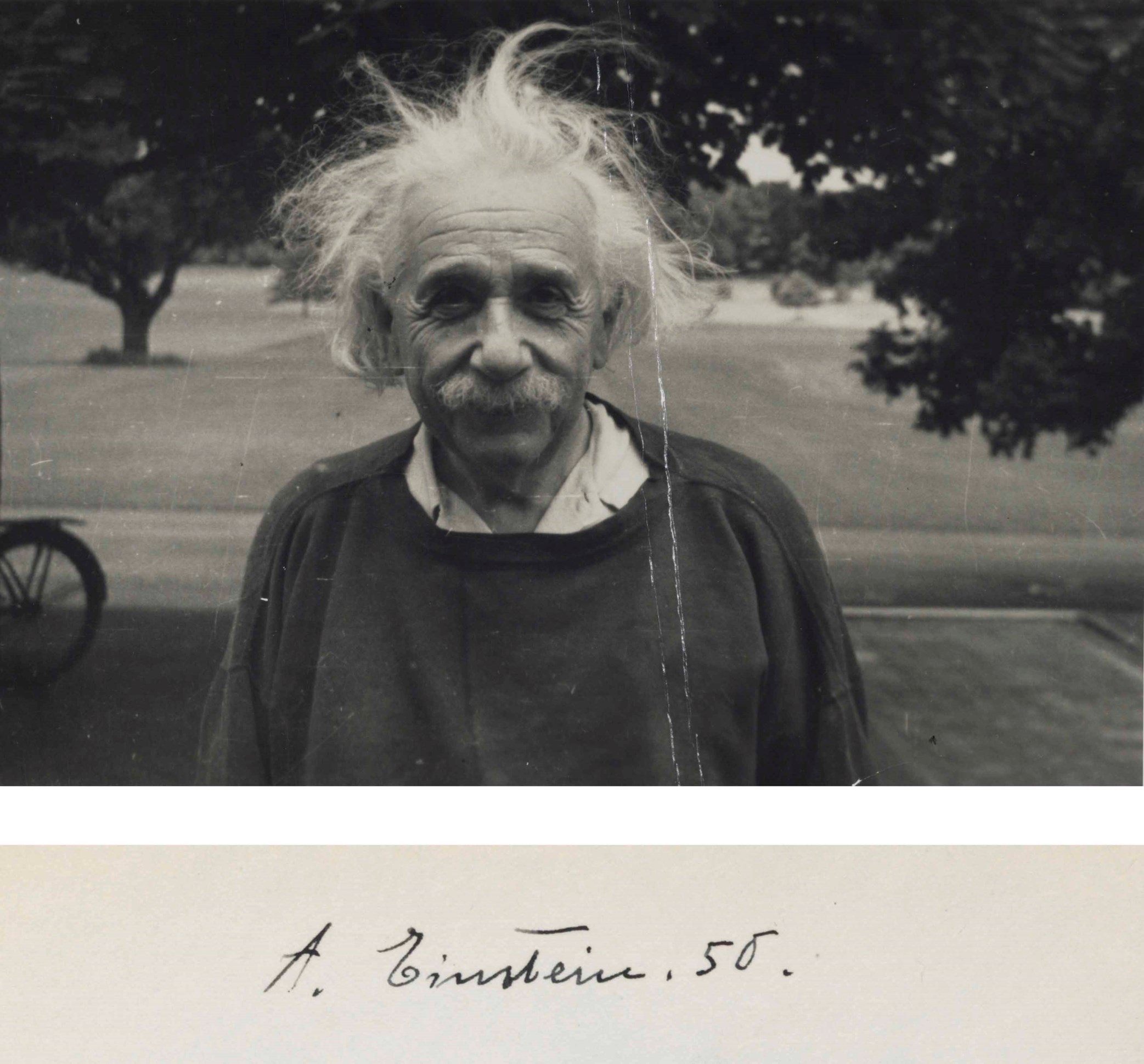 EINSTEIN, Albert (1879-1955). His signature (“A. Einstein 50”) in an ...