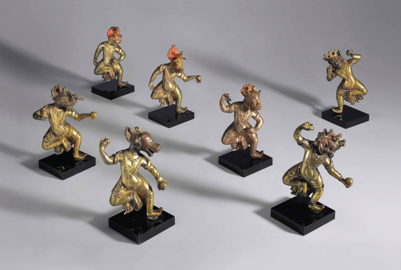 A Group of Seven Gilt Bronze Bardo Deities, Tibet, 17th century ...