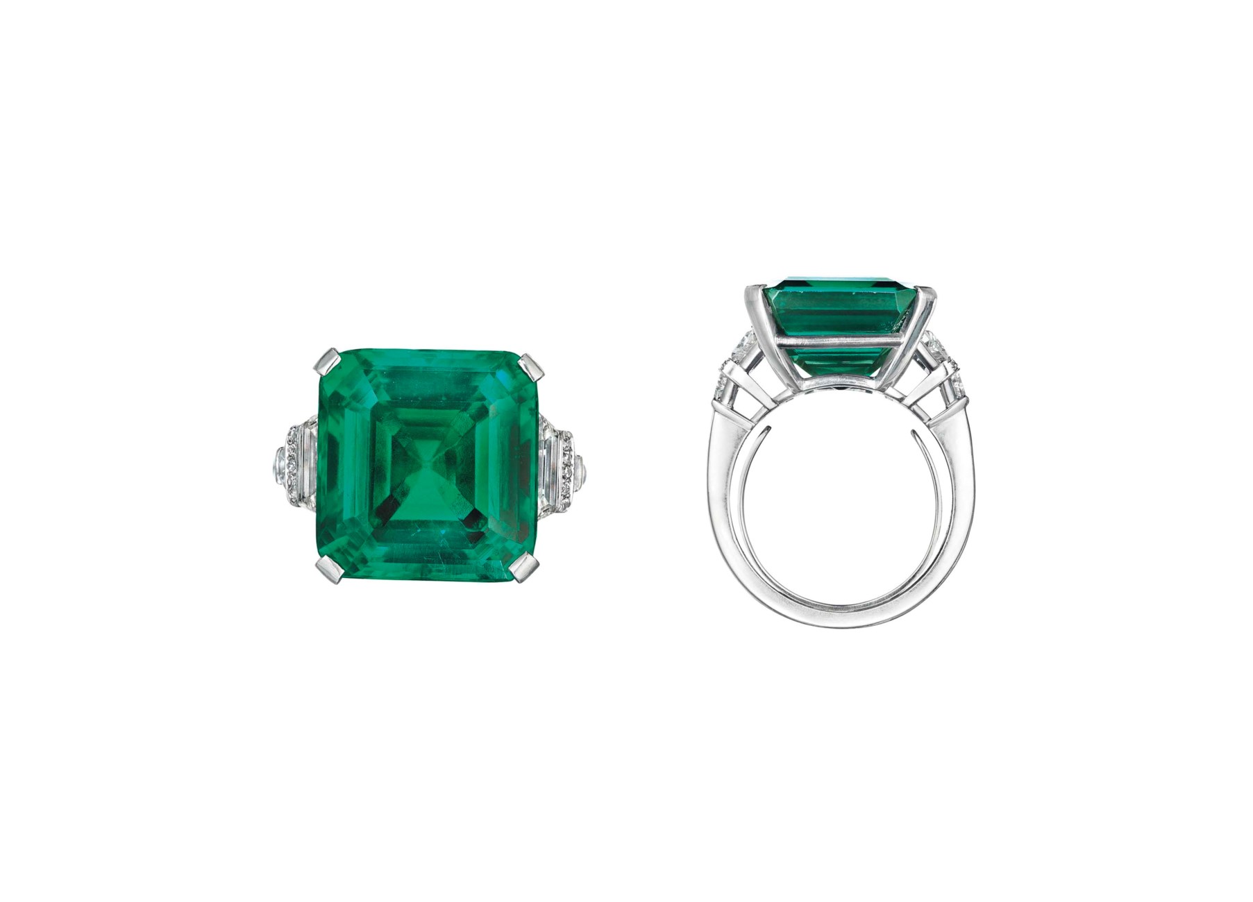 THE ROCKEFELLER EMERALDA RARE AND HISTORIC EMERALD AND DIAMOND RING, BY ...