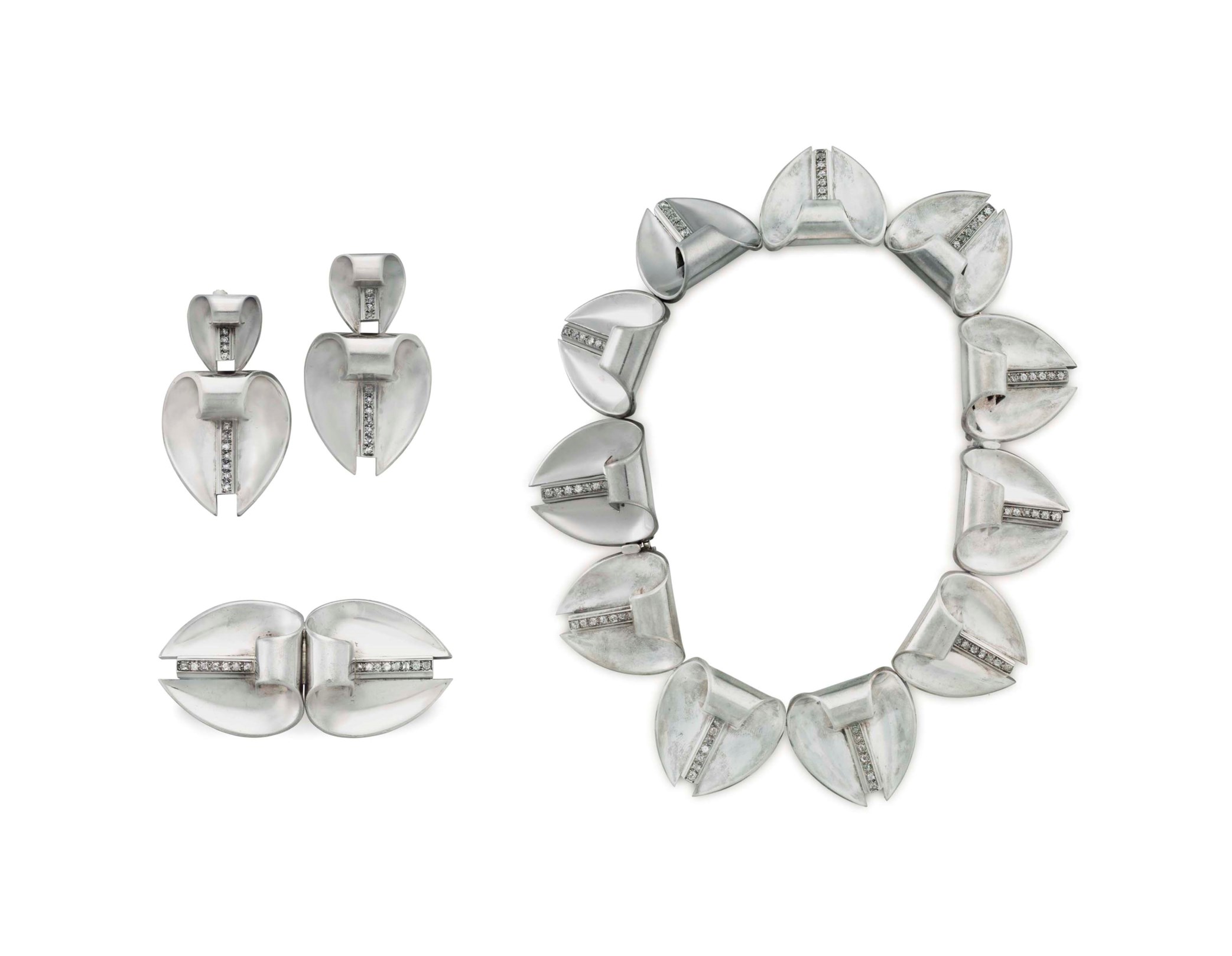A SET OF SILVER AND DIAMOND JEWELRY, BY RAYMOND TEMPLIER | Christie's