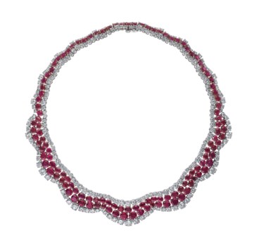 A RUBY AND DIAMOND NECKLACE, BY CARTIER | Christie's