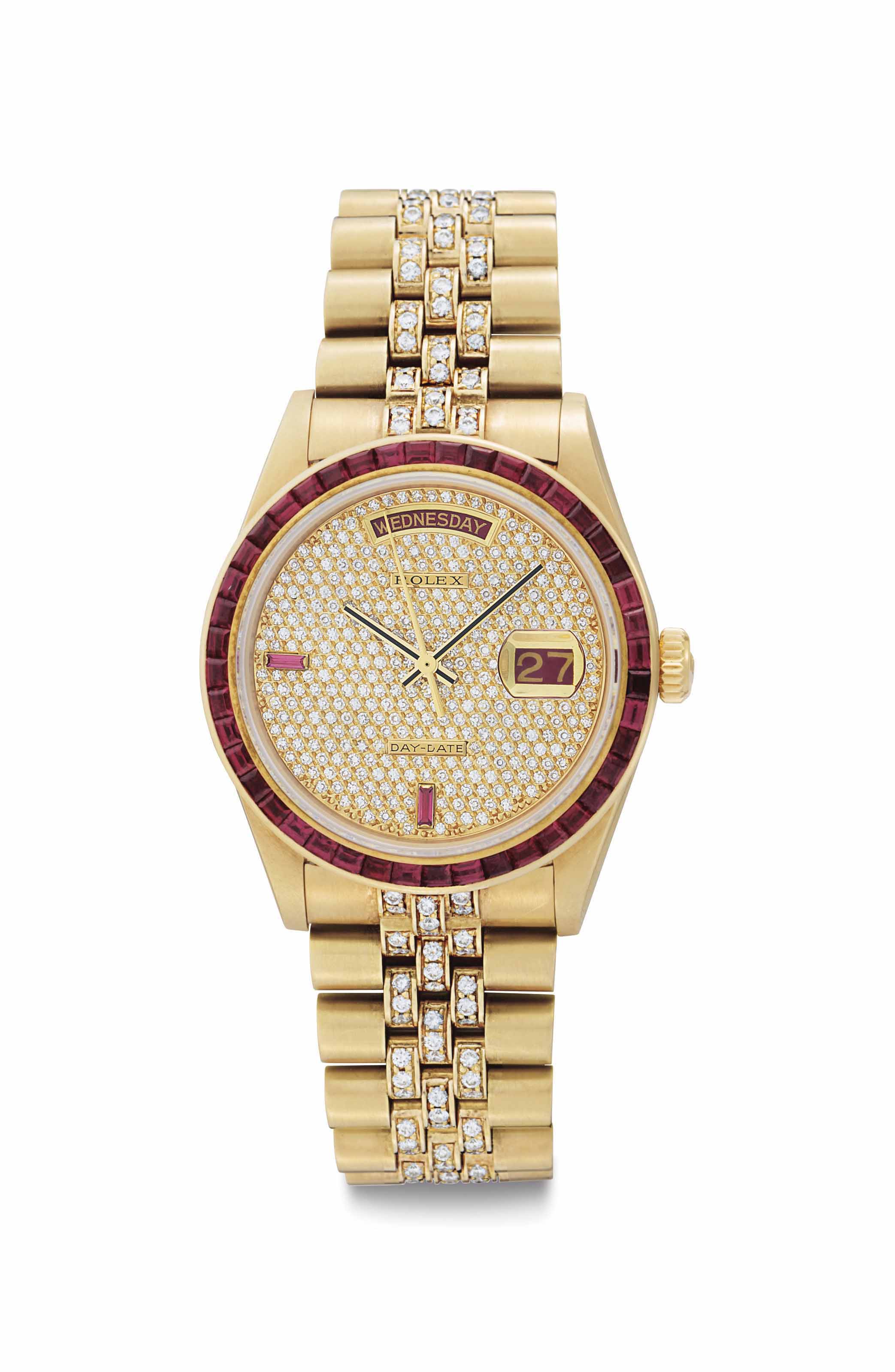 Rolex. An Extremely Rare and Attractive 18k Gold, Diamond and Ruby-set ...