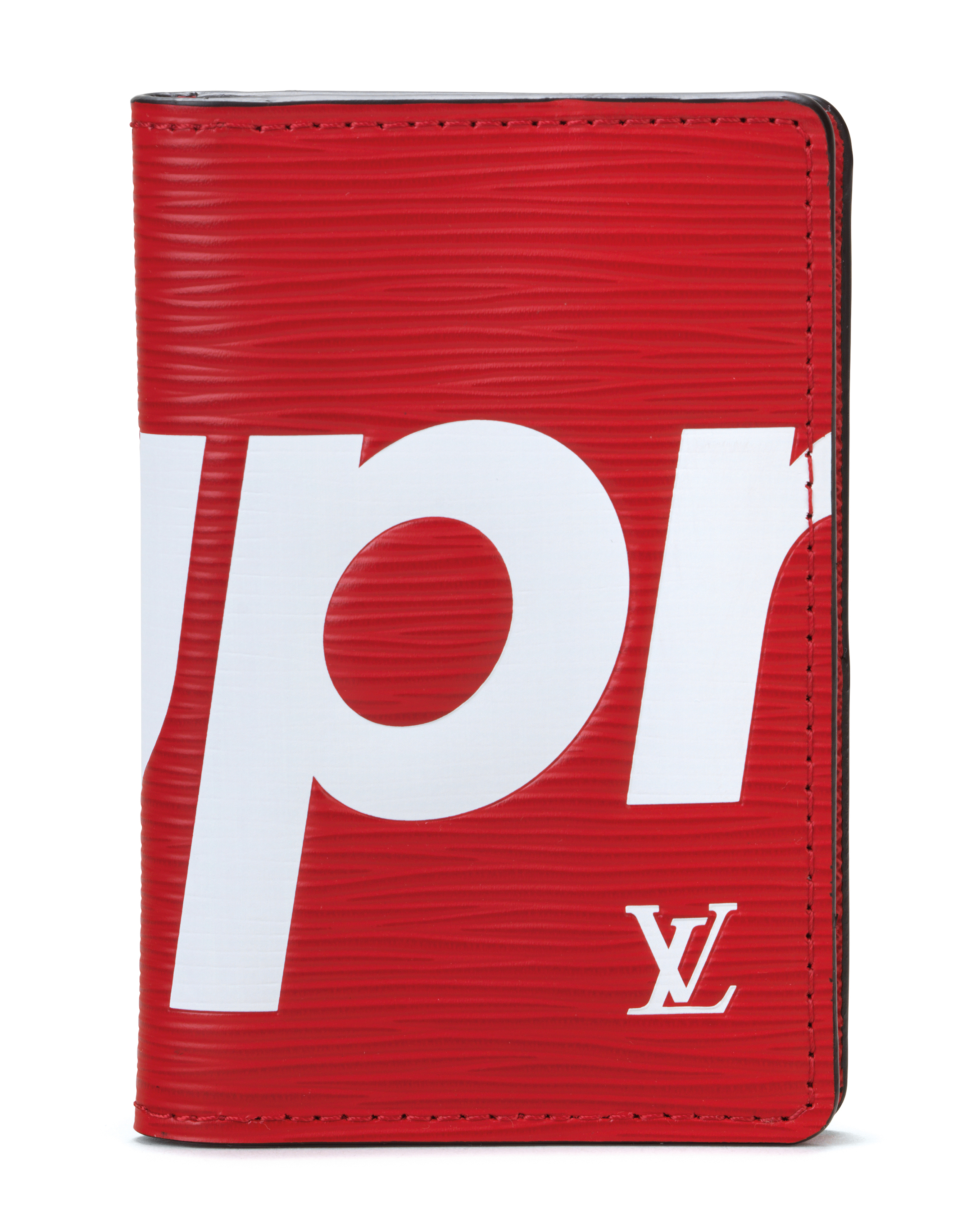 A RED & WHITE EPI LEATHER BILL FOLD CARD CASE BY SUPREME, LOUIS VUITTON ...