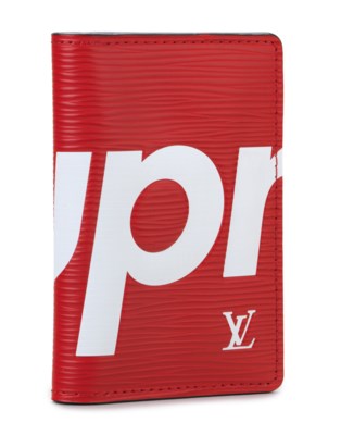 A RED & WHITE EPI LEATHER BILL FOLD CARD CASE BY SUPREME, LOUIS VUITTON ...