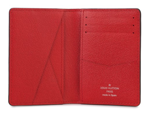 A RED & WHITE EPI LEATHER BILL FOLD CARD CASE BY SUPREME, LOUIS VUITTON ...