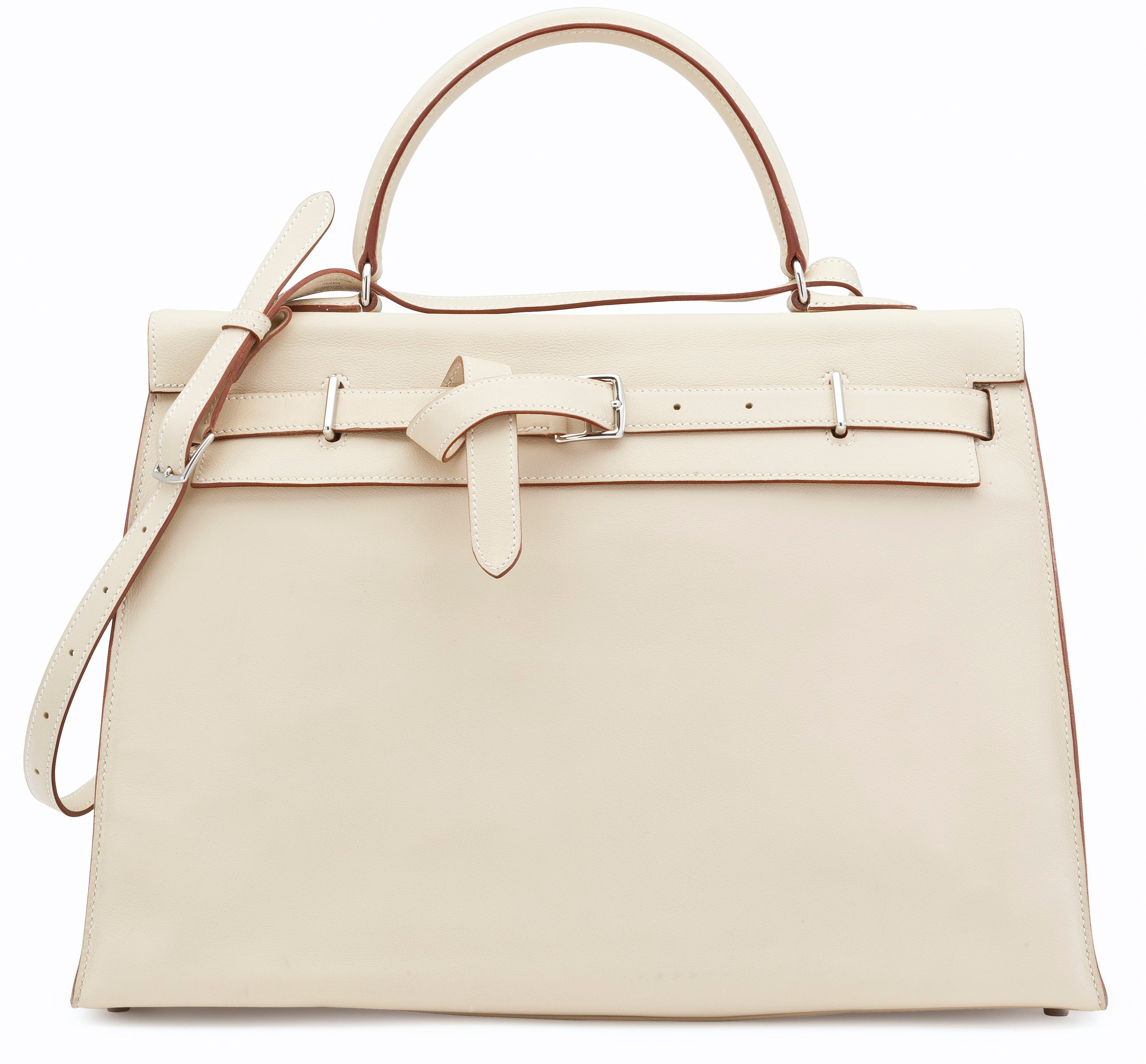 A PARCHEMIN SWIFT LEATHER KELLY FLAT 35 WITH PALLADIUM HARDWARE, HERMÈS ...