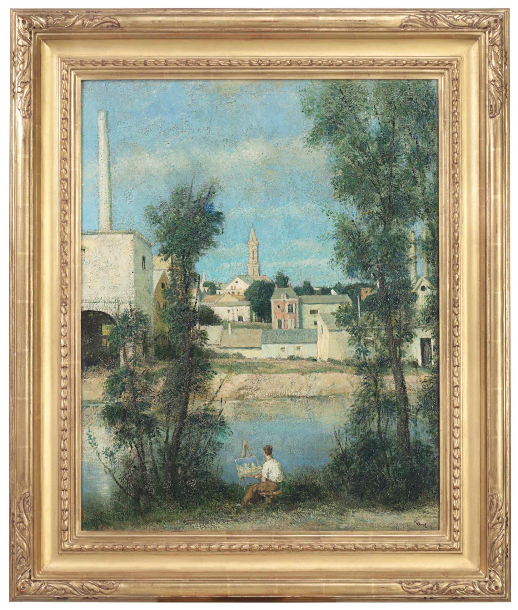 John Koch (American, 1909-1978), Village by the river | Christie's